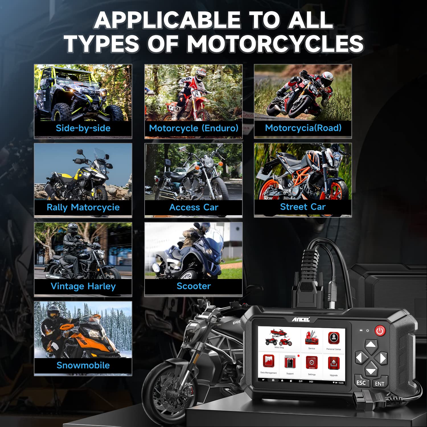 Premium Line ANCEL MT500 PRO 全システム オートバイ診断スキャンツール BMW Ducati KTM ...