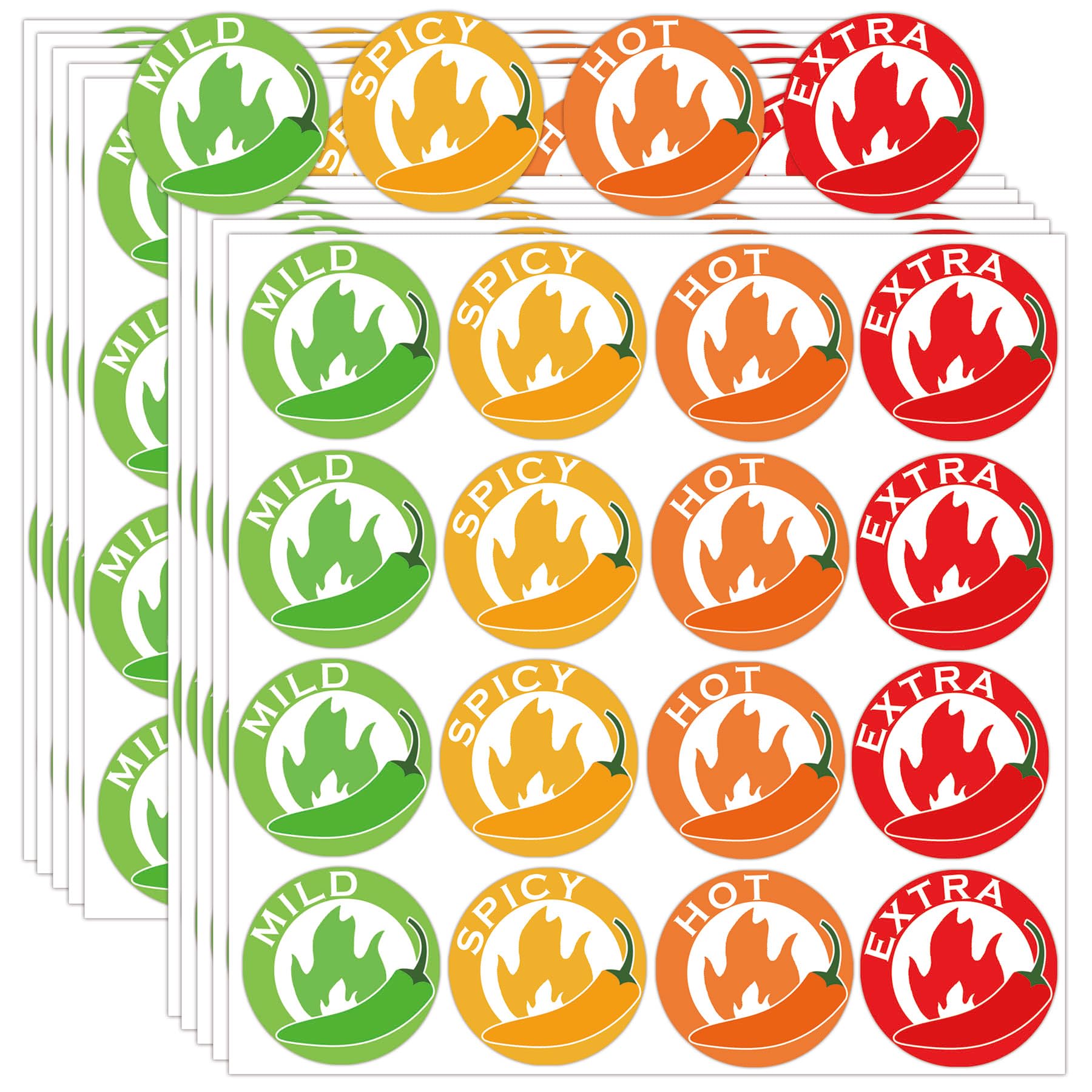 Snapklik.com : 4 Level Spicy Indicator Stickers Red Chili Pepper Labels ...