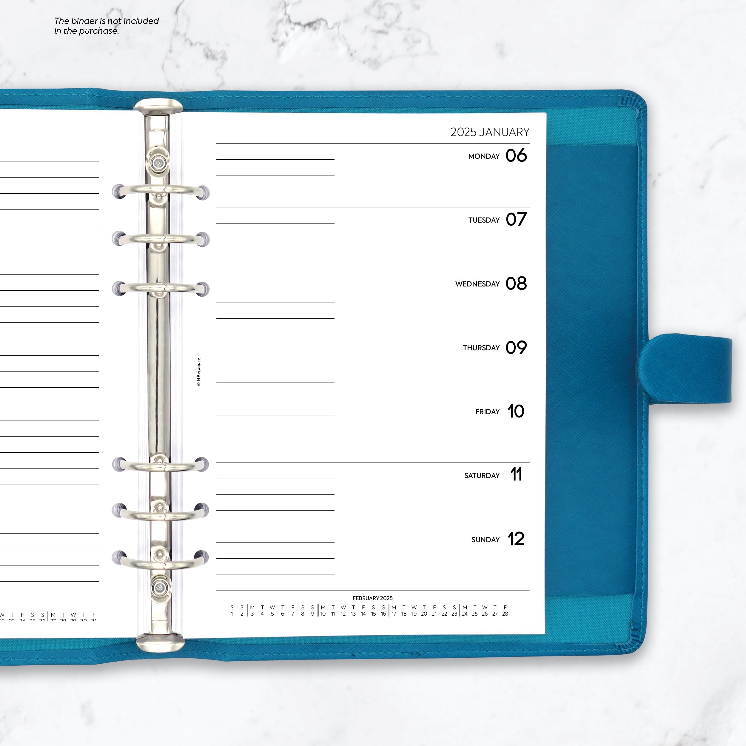 2025 Week on one page diary A5-size refill insert | Filofax A5 ...