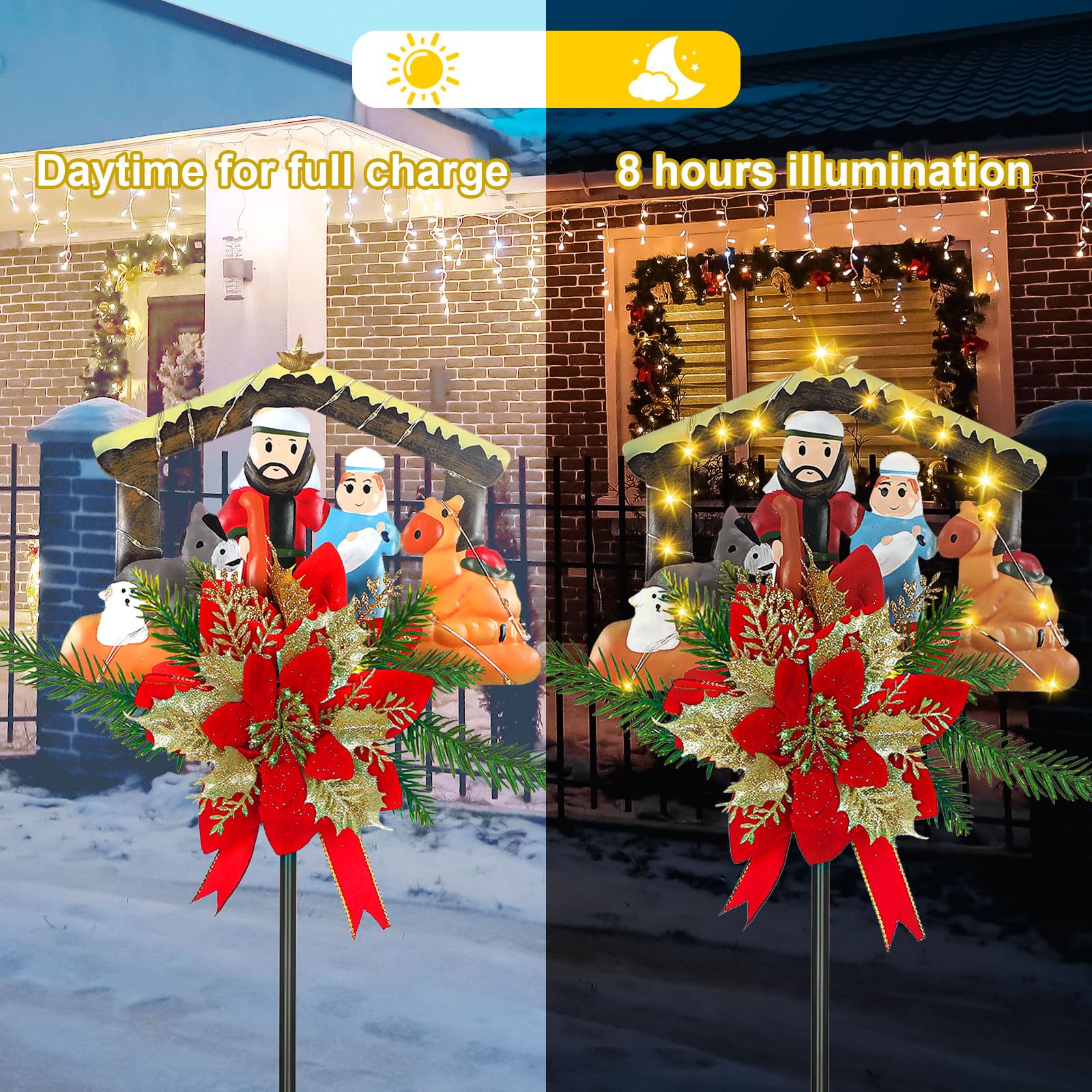 Snapklik.com : 2 Pcs Nativity Scene Outdoor Yard Stakes Metal Christmas ...