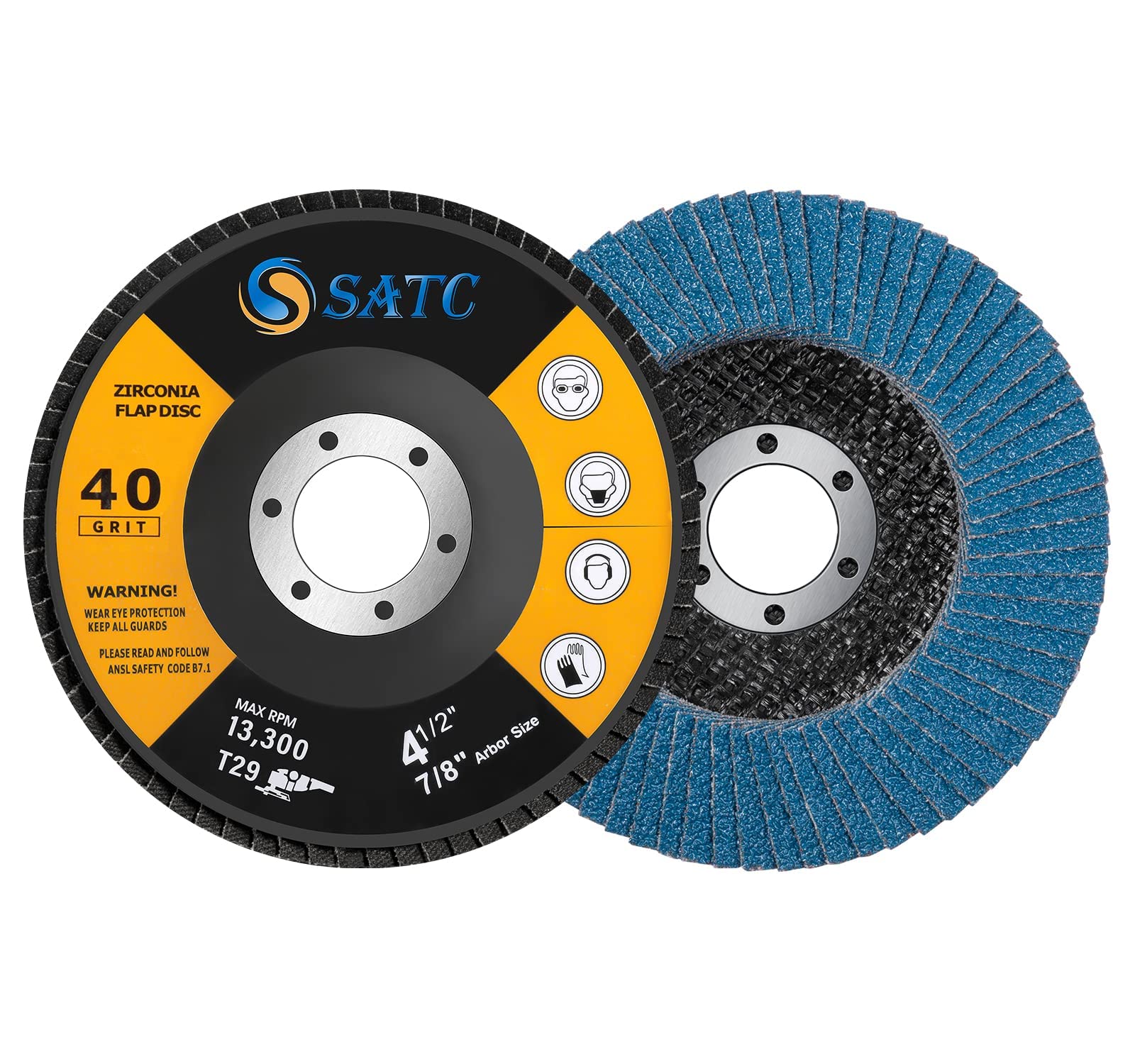 Snapklik.com : S SATC Flap Discs 4-1/2 Inch 40 Grit Zirconia Grinding Wheel Type 29 Abrasive ...