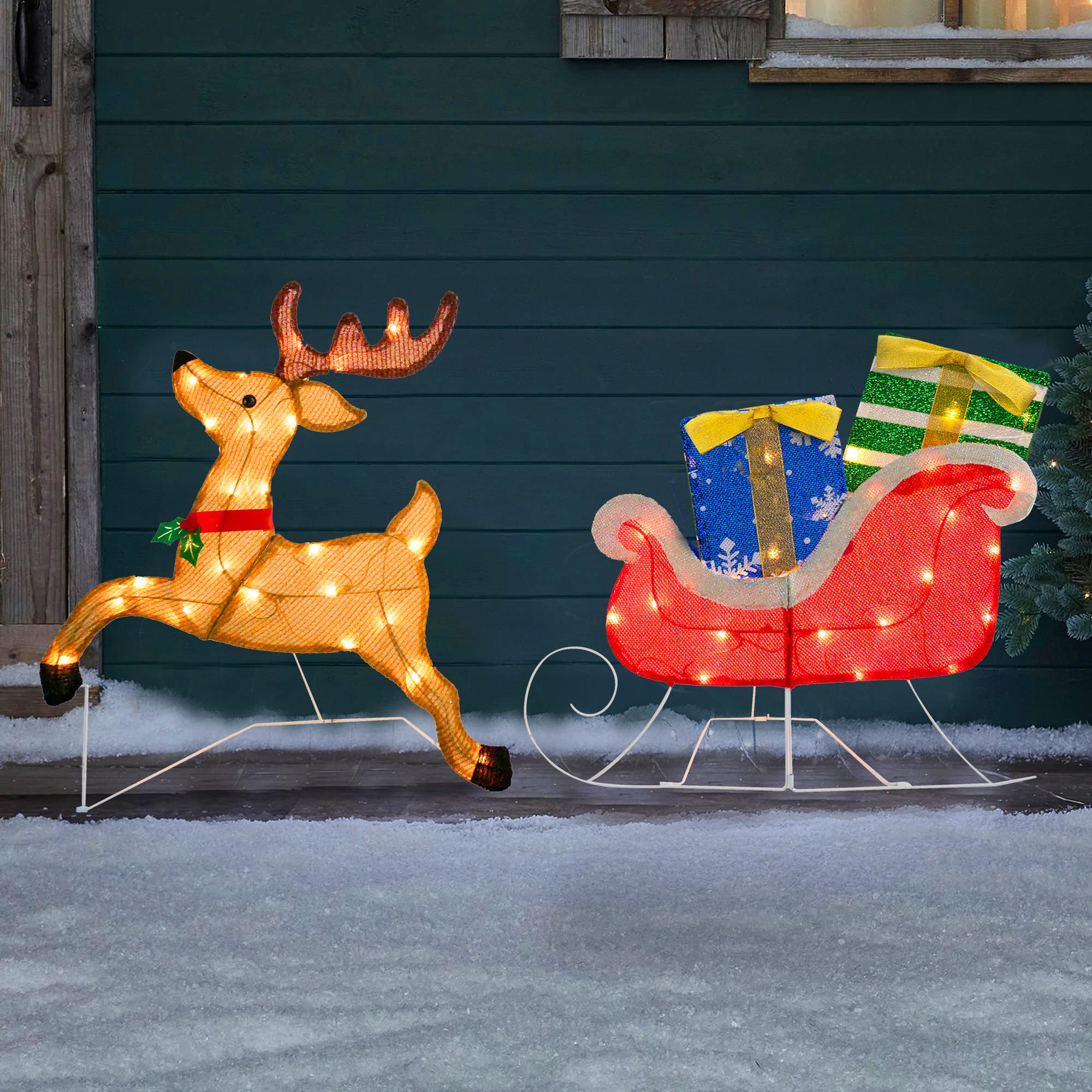 Snapklik.com : Hourleey Christmas Outdoor Decorations Yard, Pre-Lit ...
