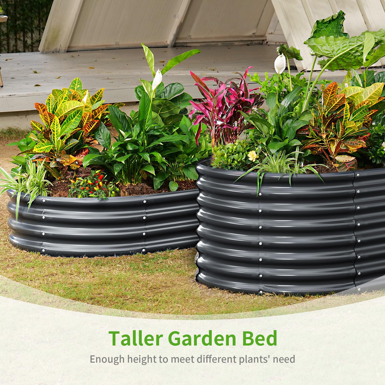 Snapklik.com : Land Guard Galvanized Raised Garden Bed, 8x4x2ft Planter ...