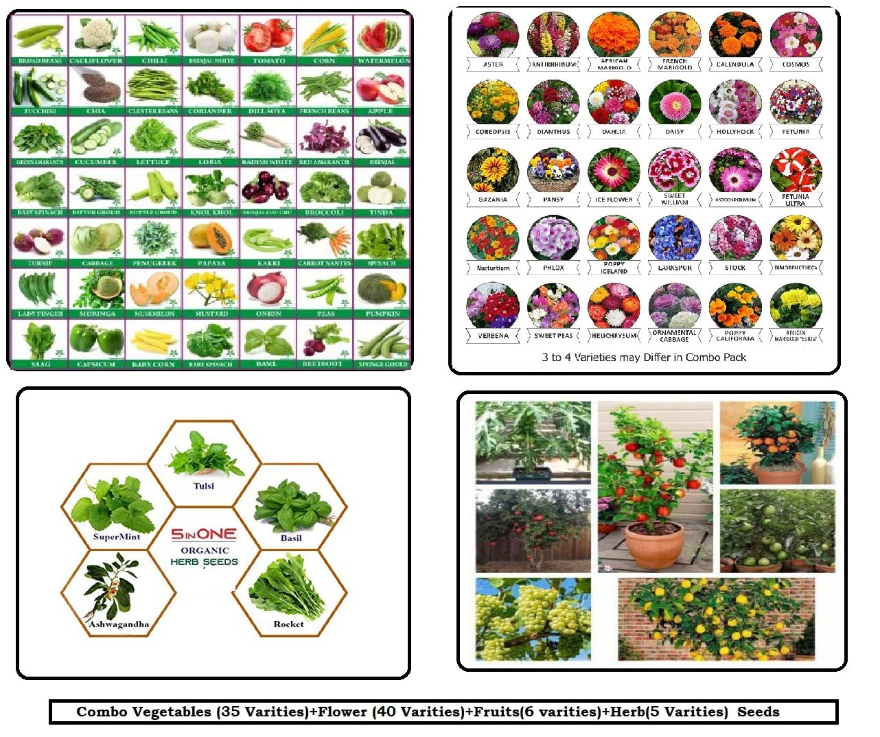 Universal Seeds Combo Pack (Flower, Vegetable, Fruit, Herb Seeds ...