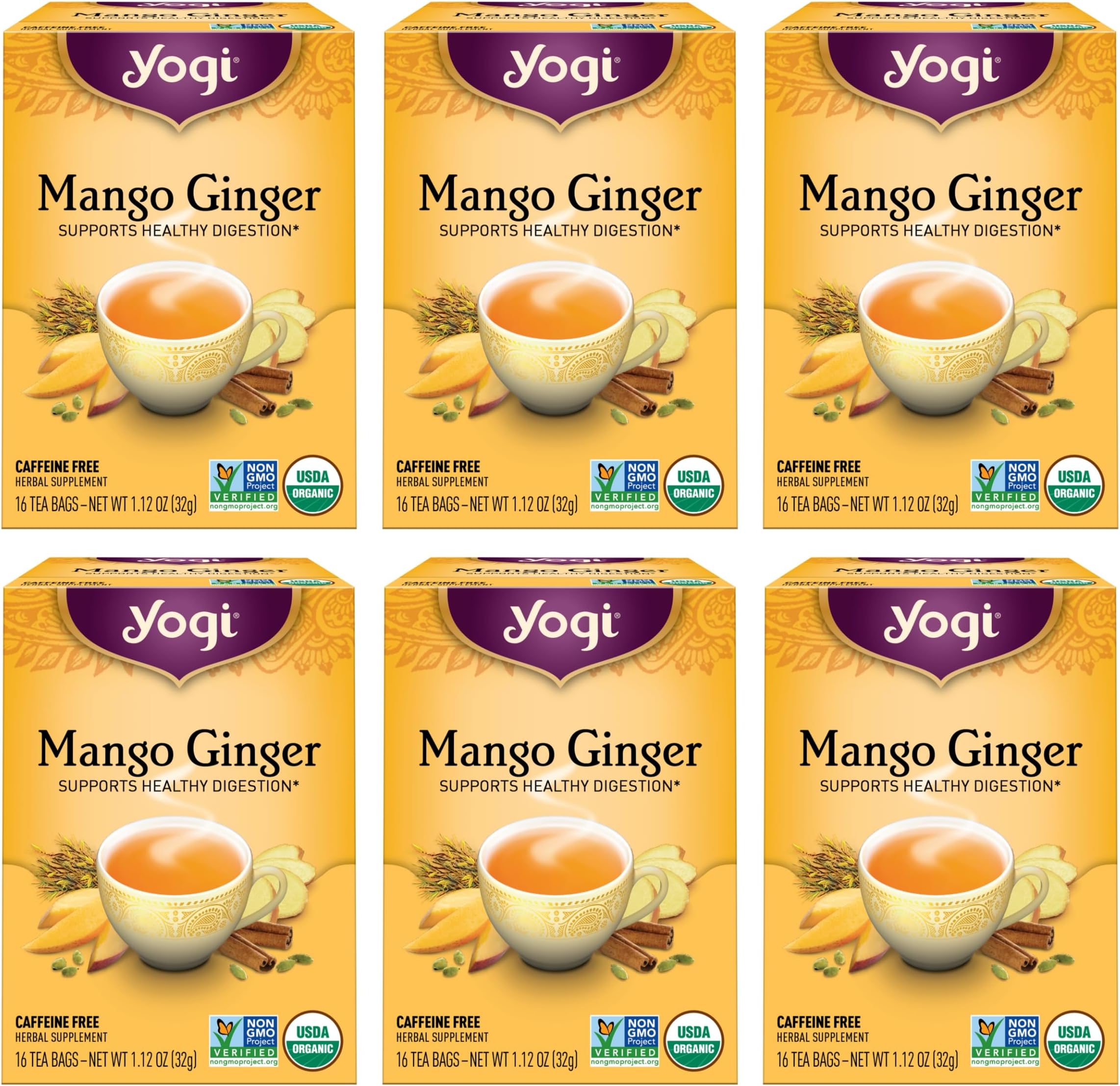 Amazon.com : Yogi Tea Ginger - 16 Bags per Pack (4 Packs) - Organic ...