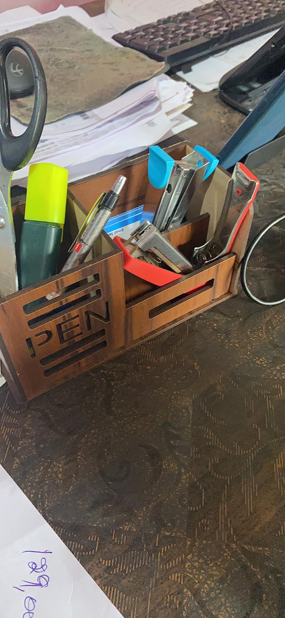 Myenal pen mark Pen stand card holder for study table MDF Pencil Holder ...