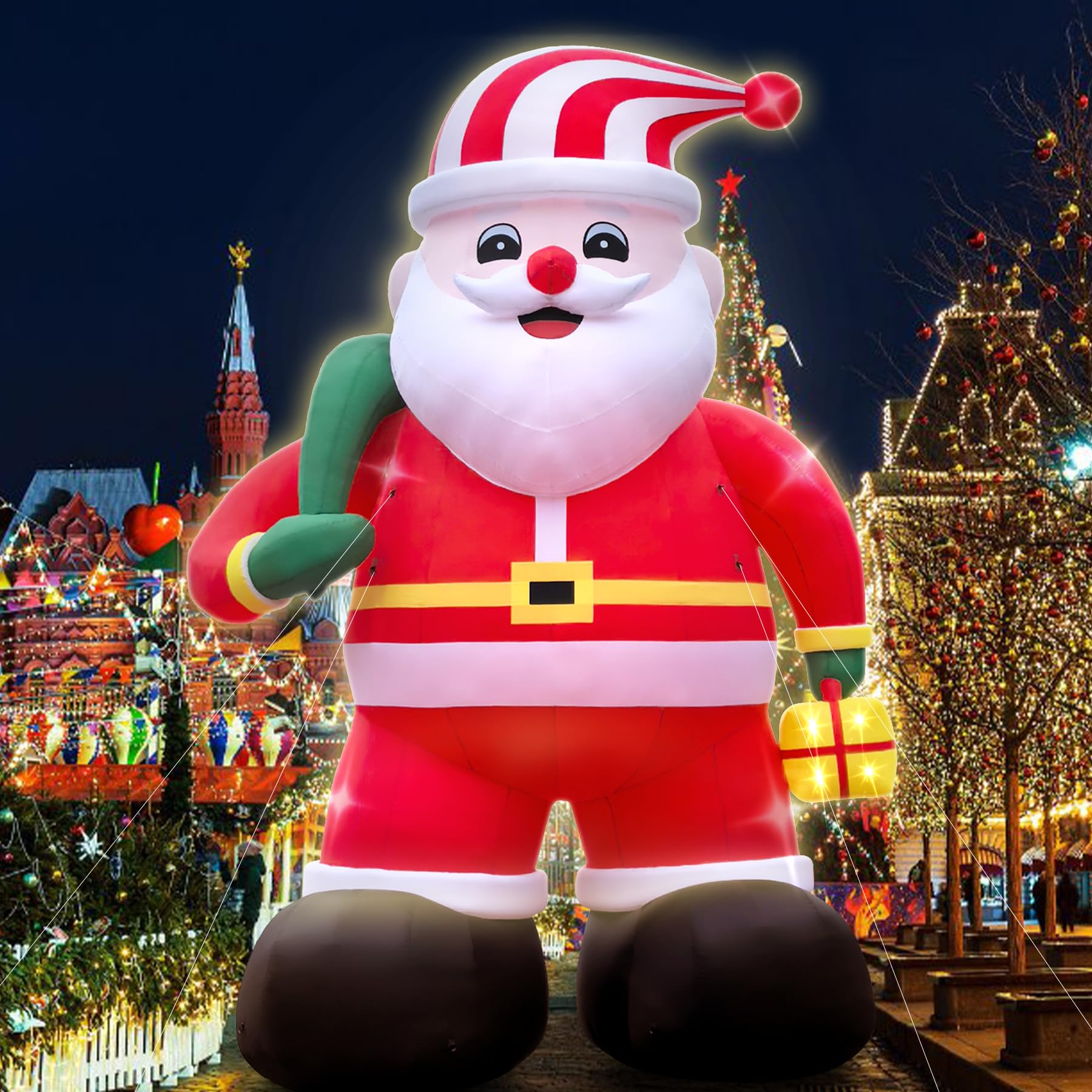 Amazon.com: Cinnliy 20ft Giant Christmas Santa Inflatables Outdoor ...