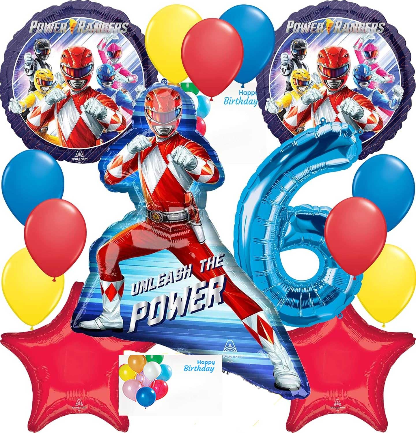 Amazon.com: Power Ranger Party Supplies Foil Balloon Bouquet Decoration ...
