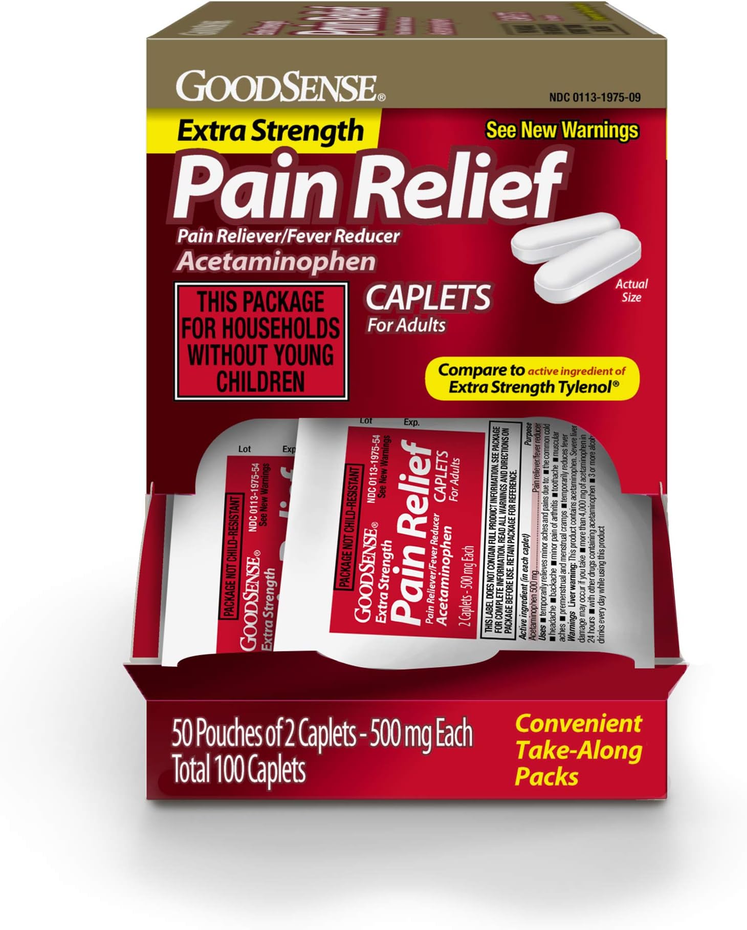Amazon.com: GoodSense Extra Strength Acetaminophen Caplets 500 mg, Pain ...