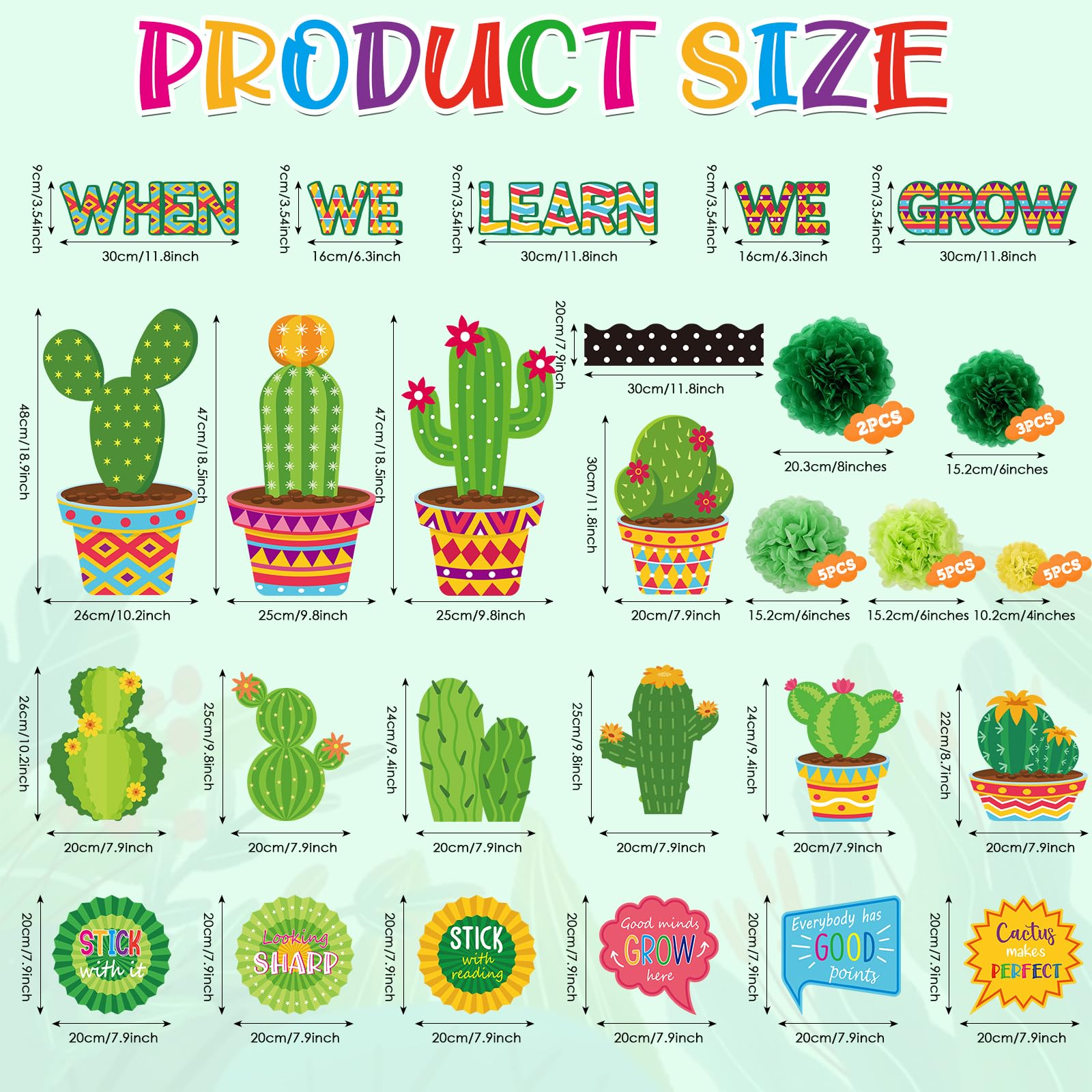 Snapklik.com : 66 Pieces Cactus Classroom Decor When We Learn We Grow ...