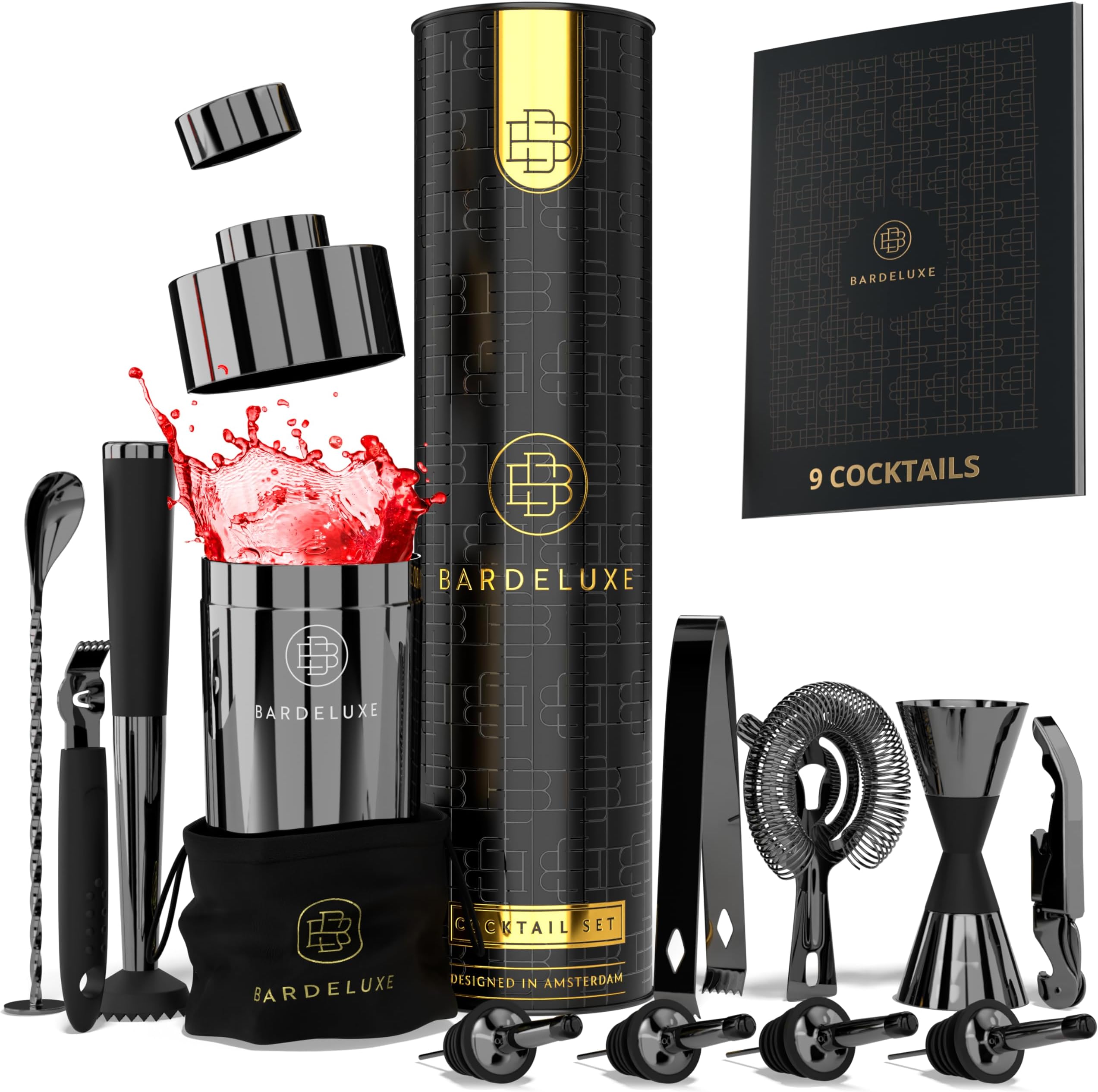 Amazon.com: URBAN VII Cocktail Shaker Set & Bartender Kit with Bamboo ...