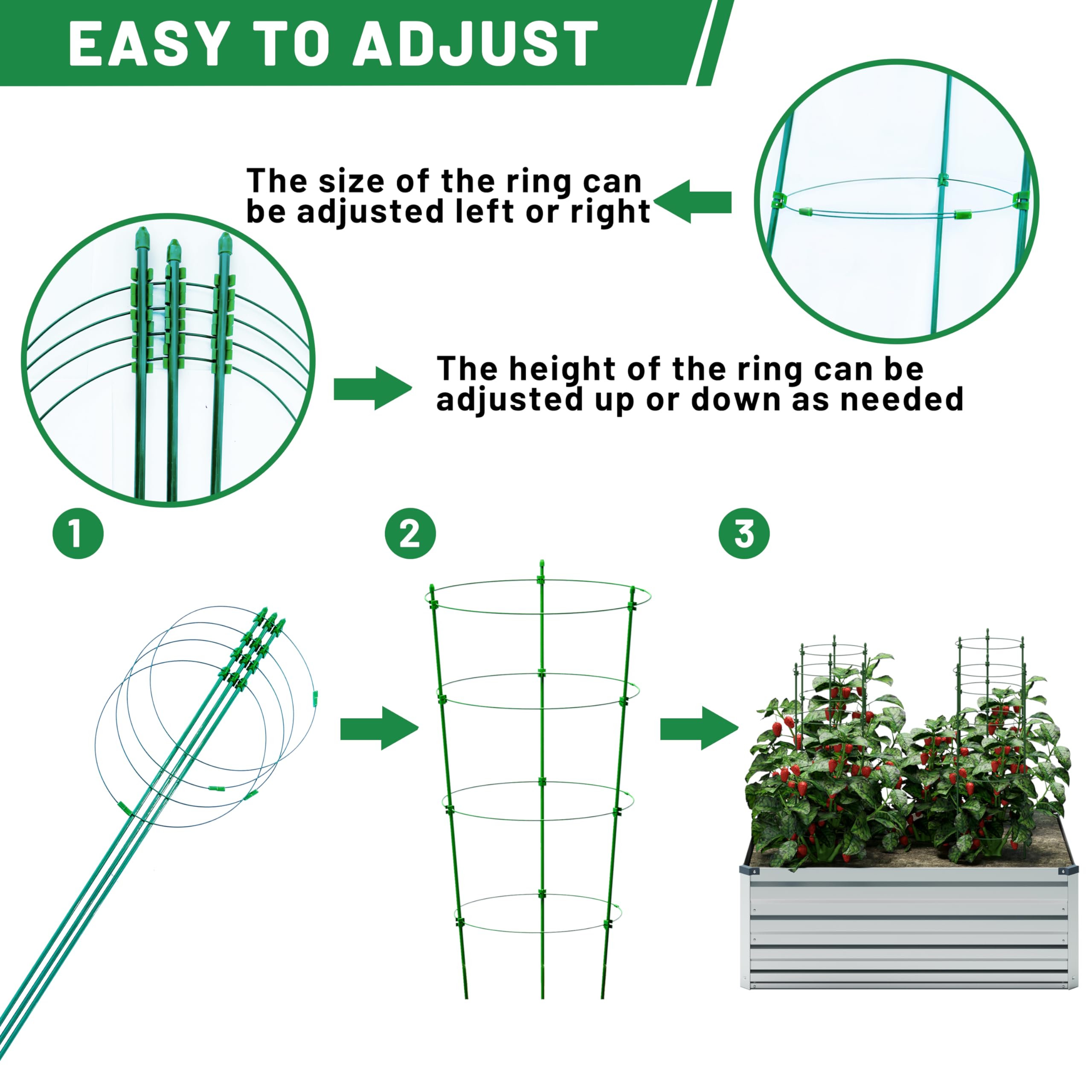 Snapklik.com : Foxlang Planter Adjustable Support Stakes Tomato Cage 47 ...