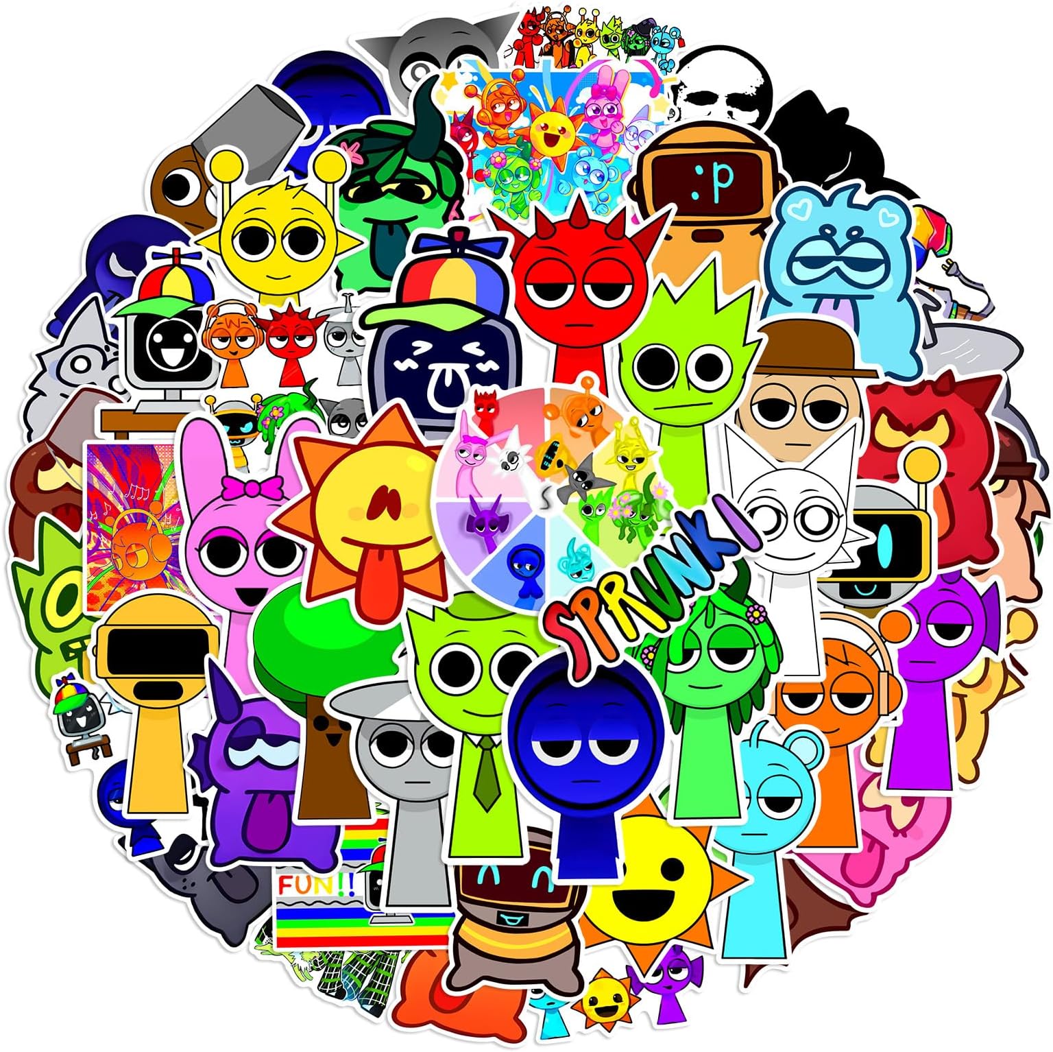 Amazon.com: 52Pcs Sprunki Stickers for Kids, Waterproof Removable ...