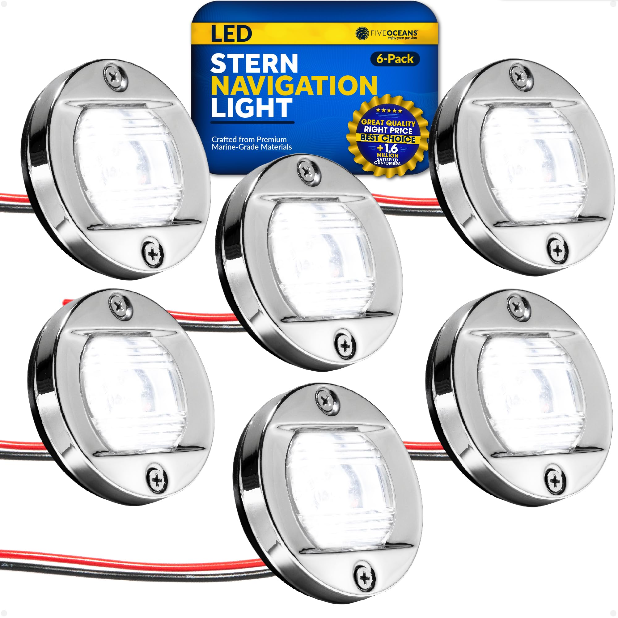 Snapklik.com : Five Oceans 6-Pack 3-Inch Boat Stern Lights