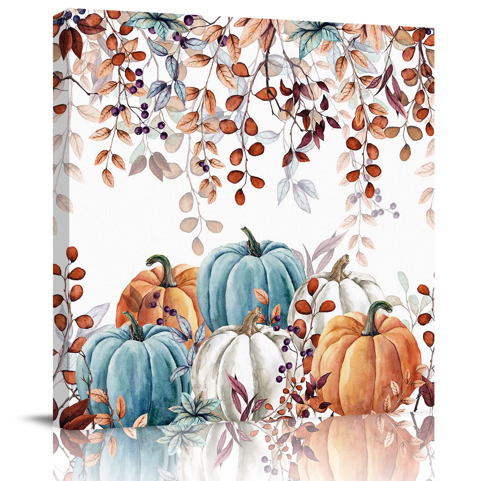 Amazon.com: Farmhouse Autumn Pumpkins Orange Blue White Pumpkin Canvas ...