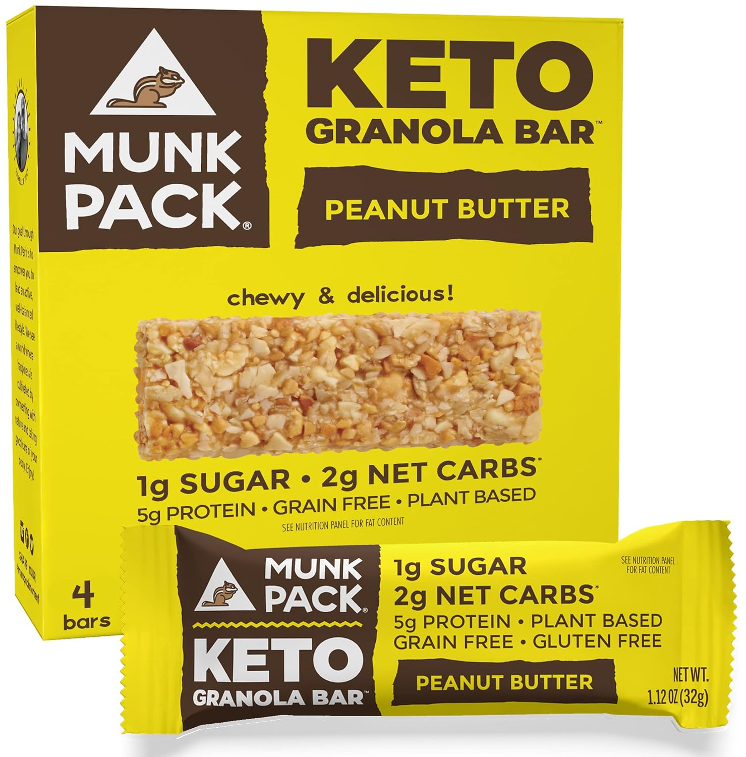 Amazon.com: Munk Pack Keto Granola Bar, Grain Free, Vegan, 1g Sugar, 2g ...