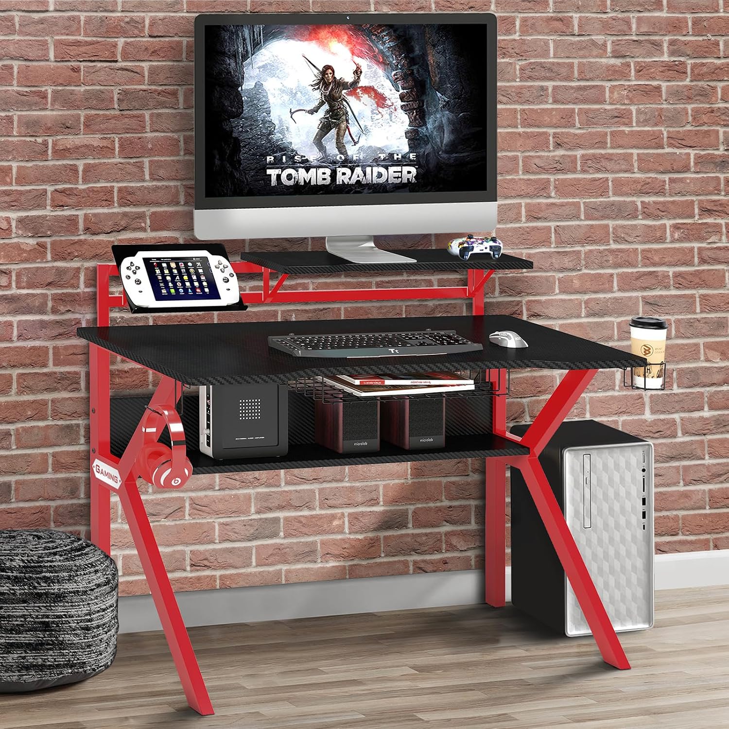 Amazon.com: 54" Wood Gaming Desk, Ergonomic Computer Gaming Desk with ...