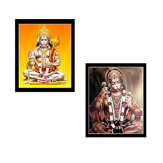 SUNFRAMING ARTS Pack of 2 pcs Hanuman ji photo frame with laminated ...