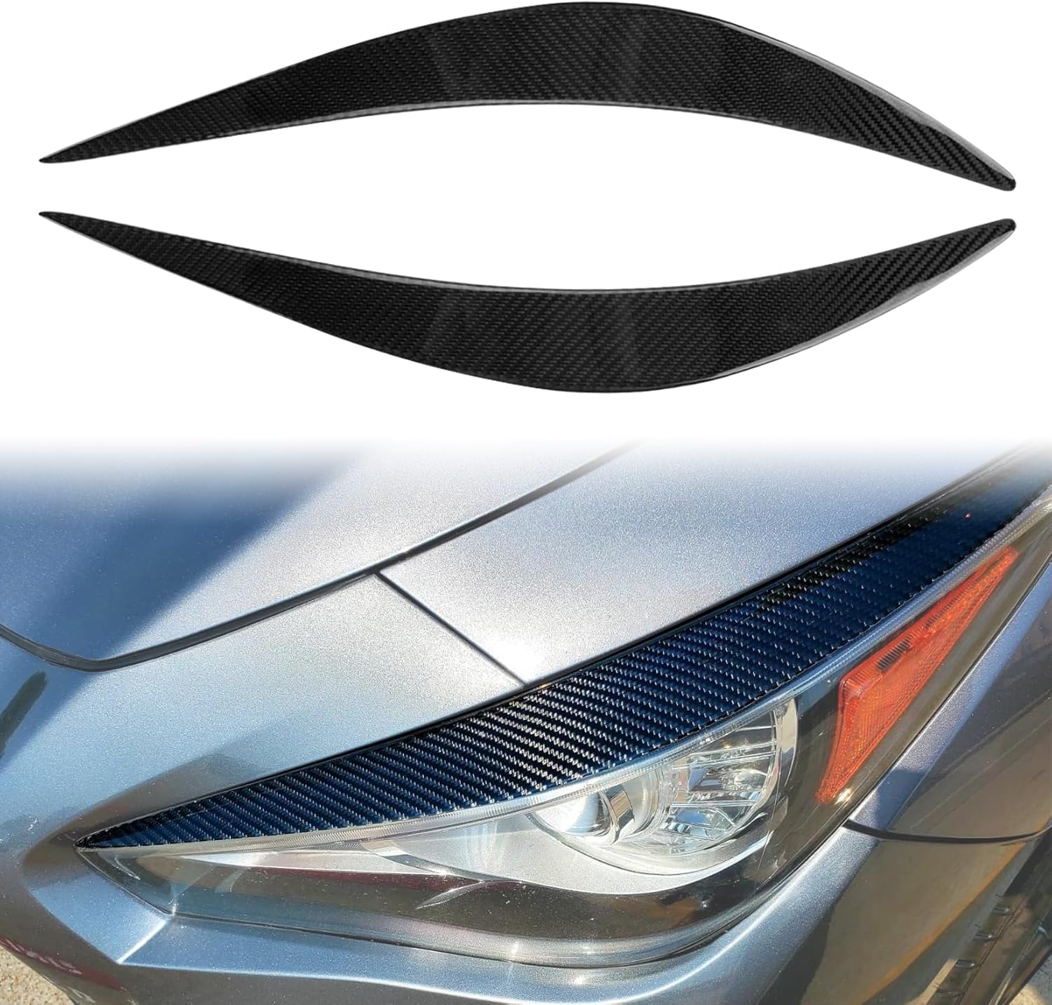 Amazon.com: Q50 Carbon Fiber Eyelid, PSLER Headlight Eyelids Headlight ...