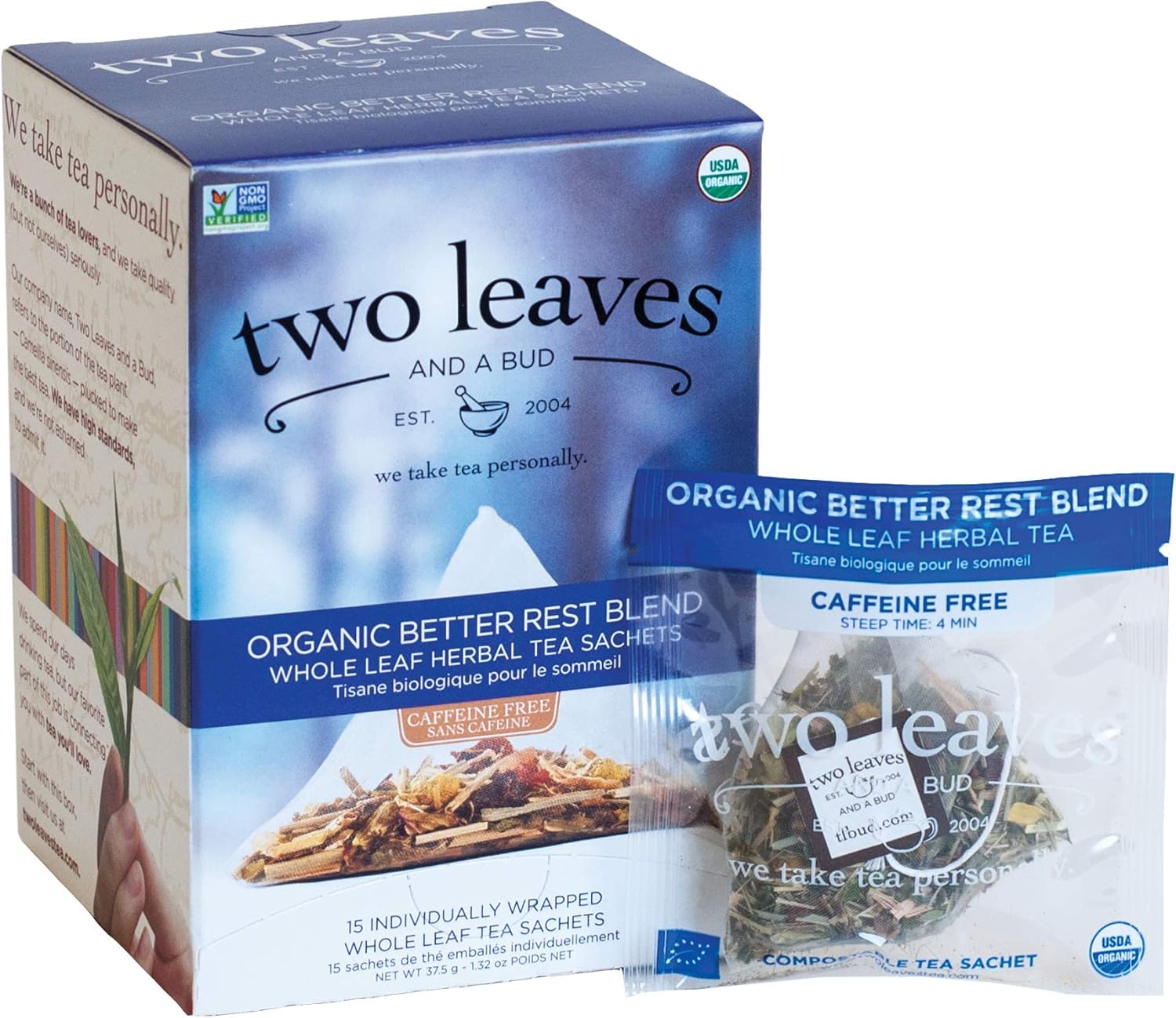 Amazon.com: TWO LEAVES AND A BUD Organic Better Rest Blend Tea 15 Bag ...