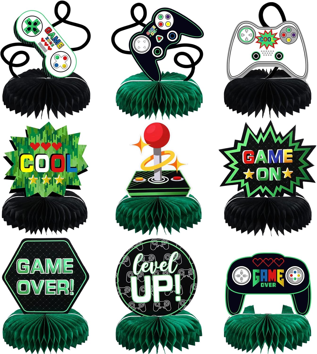 Amazon.com: 9 Pieces Video Game Honeycomb Table Centerpiece Gamer ...