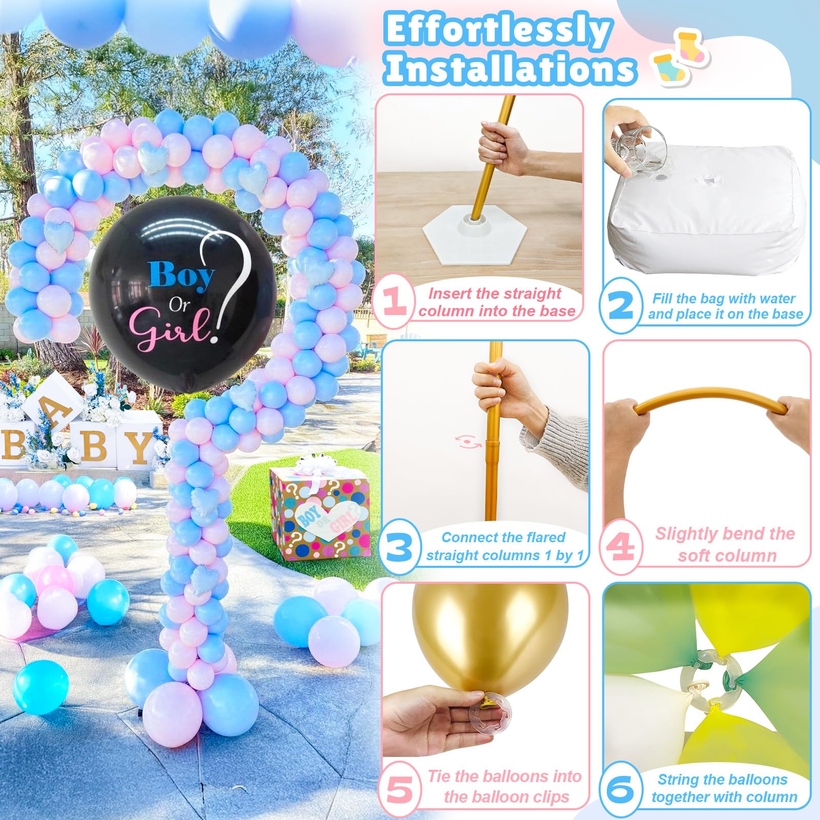 Snapklik.com : AerWo Upgraded 6FT Gender Reveal Balloon Arch Stand, DIY ...