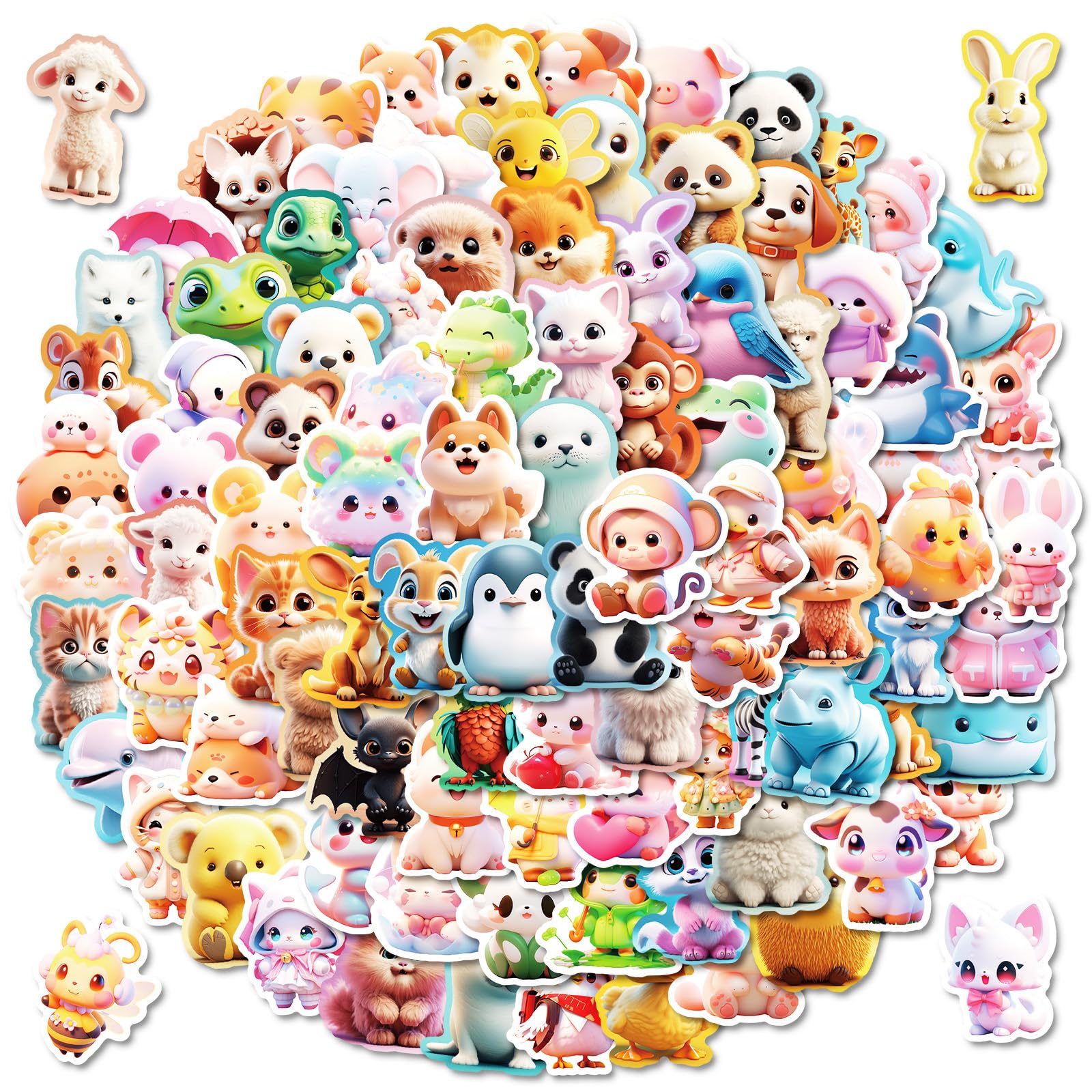 Amazon.com: 100pcs 3D Animal Stickers for Kids, Cute Cartoon Animal ...