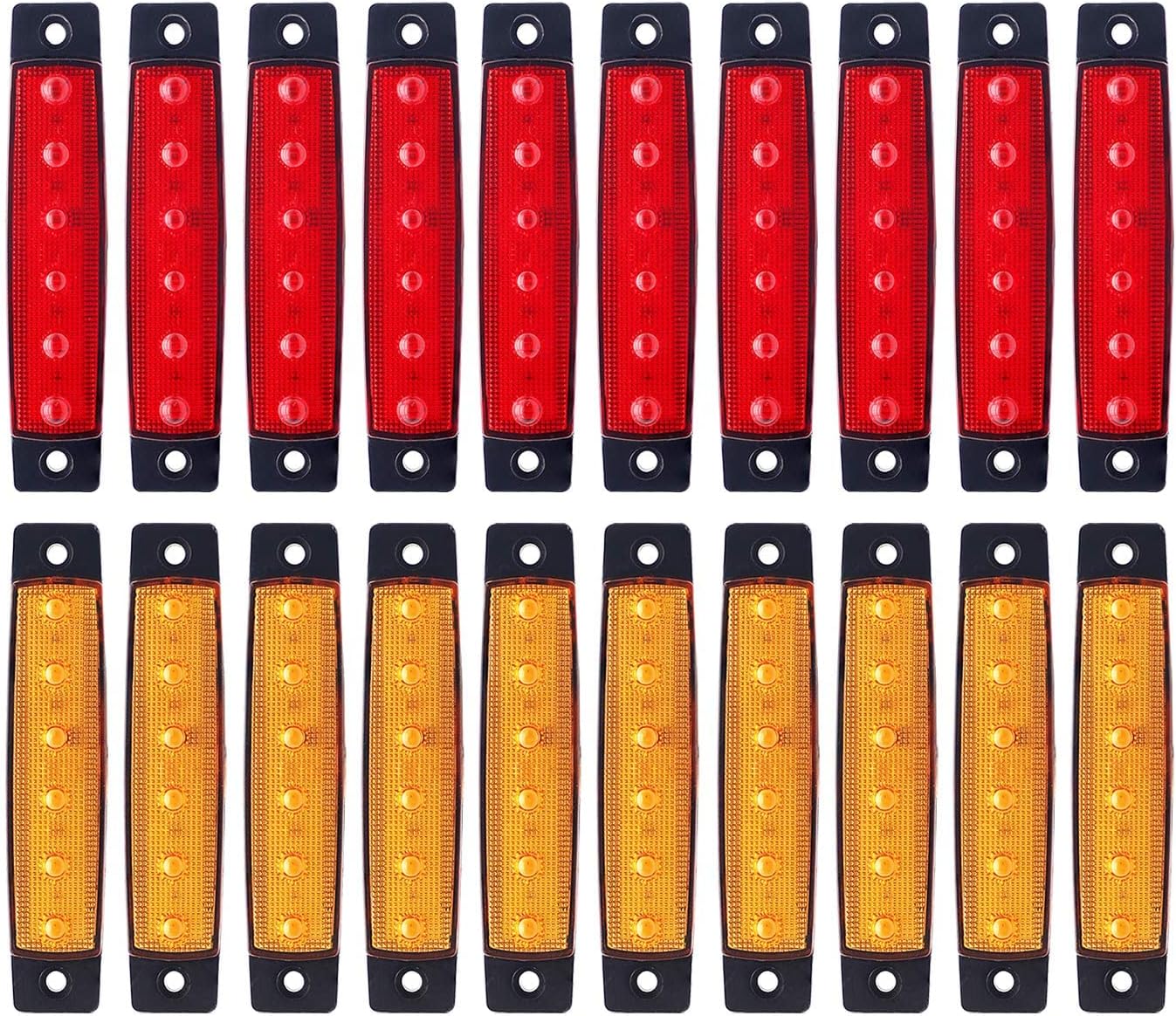 Amazon.com: TMH Pack of 20 10 pcs Amber 10 pcs Red 3.8" 6 LED Side ...