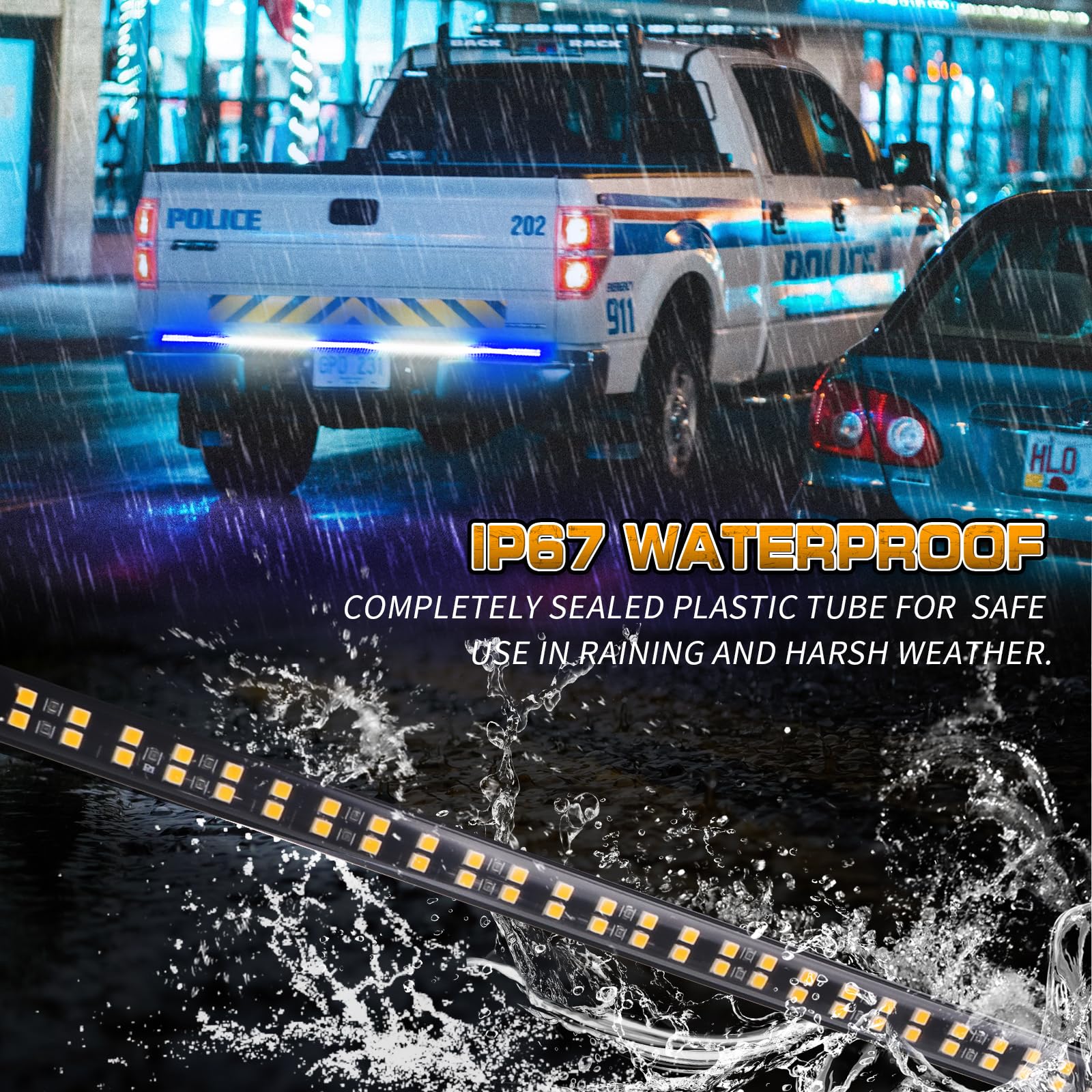 Snapklik.com : 60 Inch Truck Tailgate Blue White Emergency Lights Strip ...