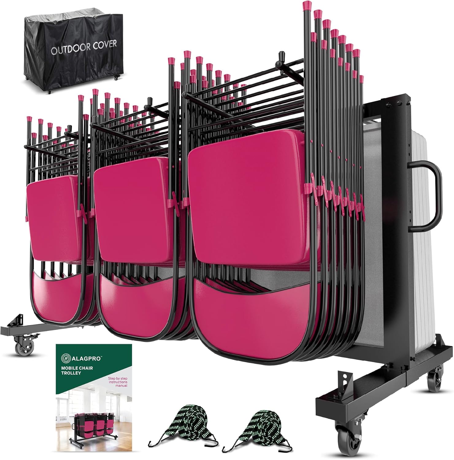 Amazon.com: ALAGPRO® Folding Chair Rack Folding Chair Cart - Folding ...