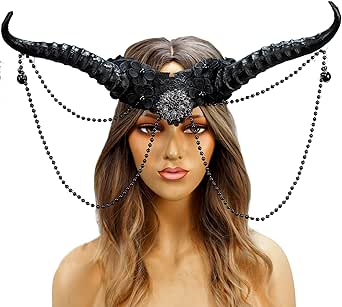 Amazon.com: Goat Ram Horns Crown Skull Horns Mask Voodoo Headwear Pagan ...