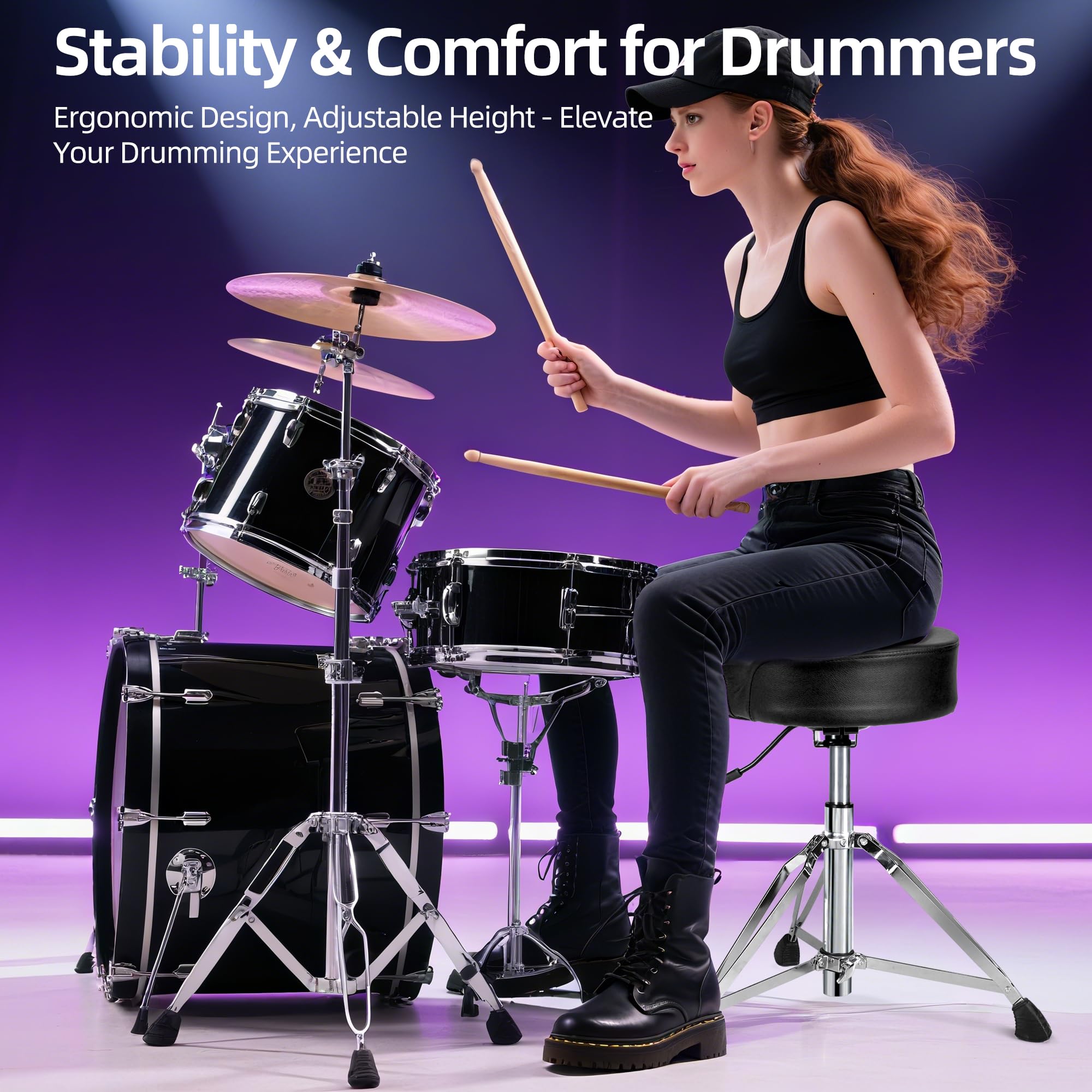 Snapklik.com : Double Braced Drum Throne, Adjustable Motorcycle Style ...