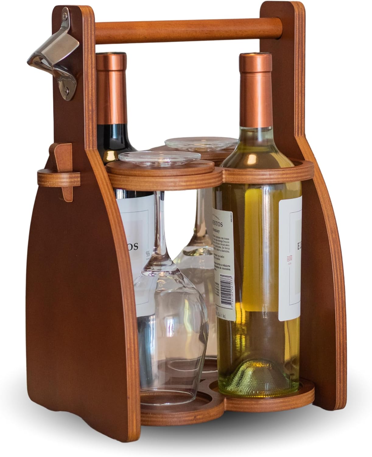 Amazon.com: GASIVA Wood Wine Bottle Caddy - Beer Carrier - Drinking ...