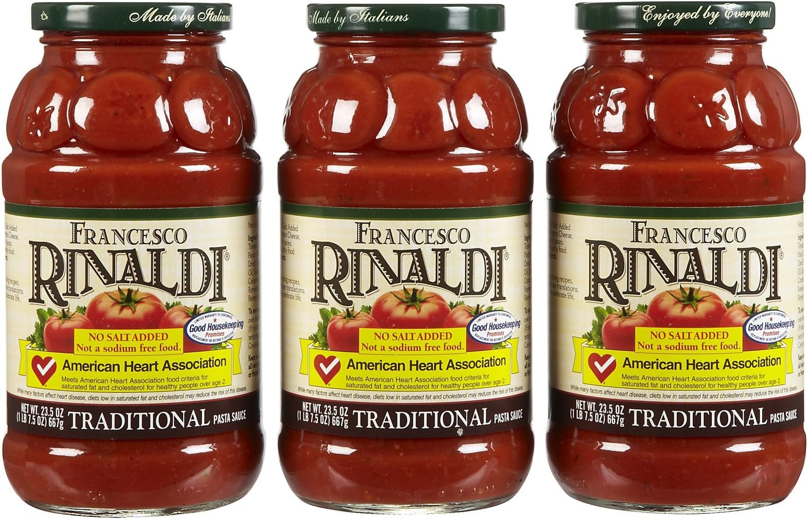 Amazon.com : Francesco Rinaldi Traditional Pasta Sauce, No Salt Added,1 ...