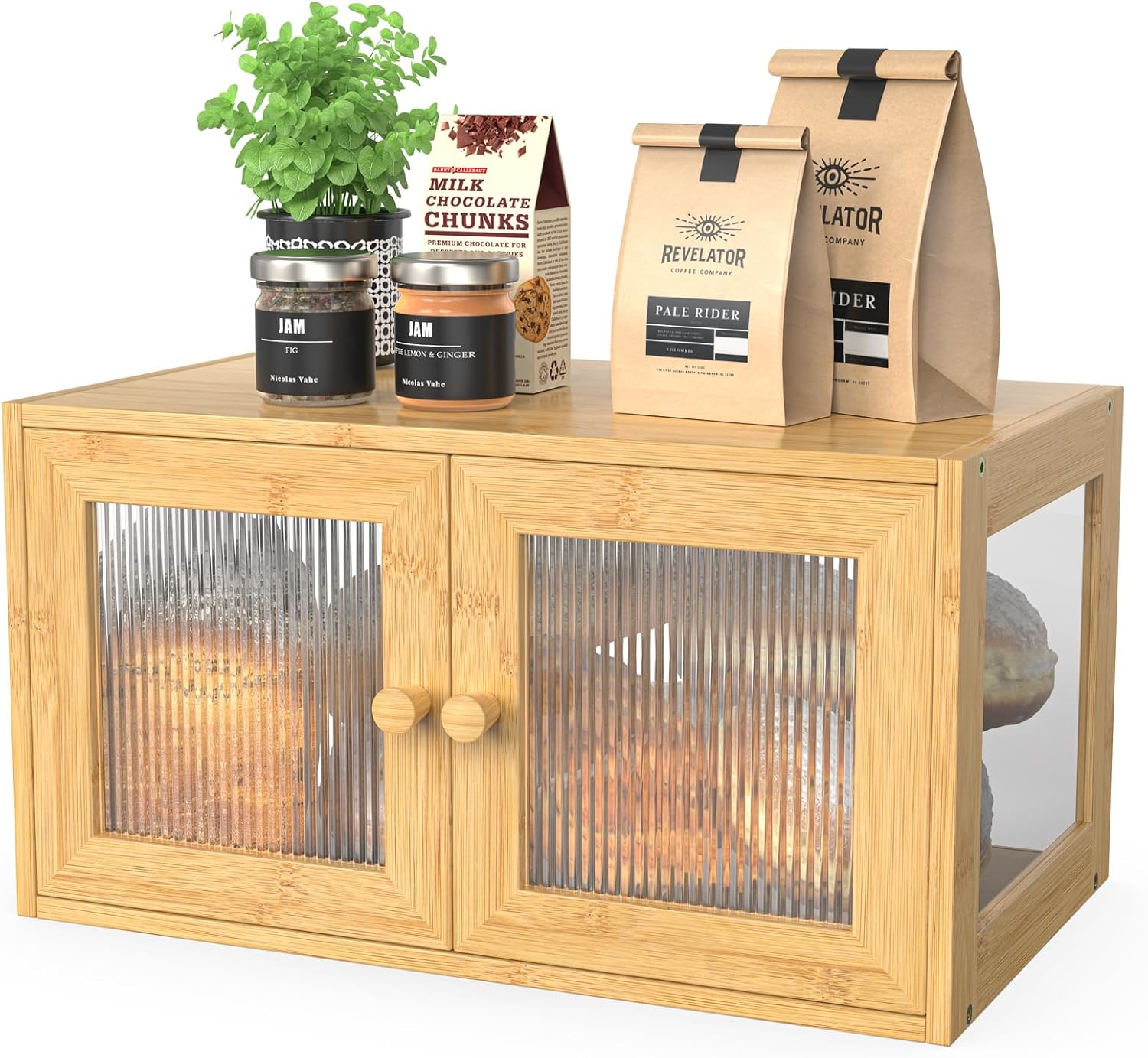 Amazon.com: BAMBANG Extra Large Bamboo Bread Box for Kitchen Counter ...