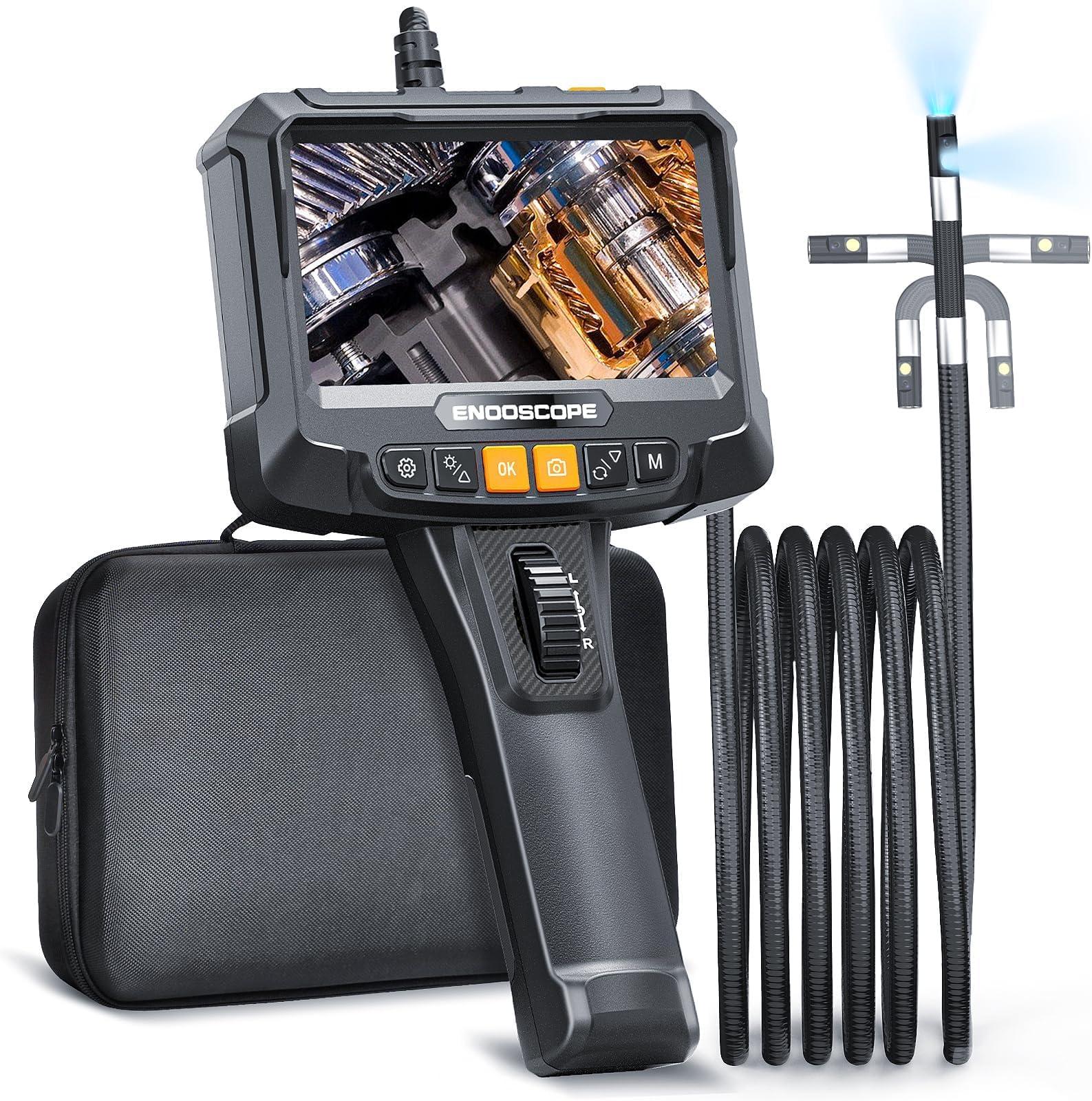 SKYBASIC 5.0" IPS Dual Lens Borescope Two-Way Articulating Endoscope ...