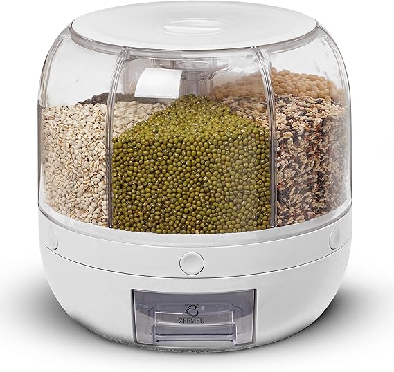 Amazon.com: ZEEMBU Grain and Rice Dispenser, 8 Quarts Rotating 360 ...