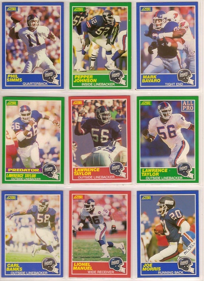 New York Giants 1989 Score (Primier Edition) Football Team Set (16 ...