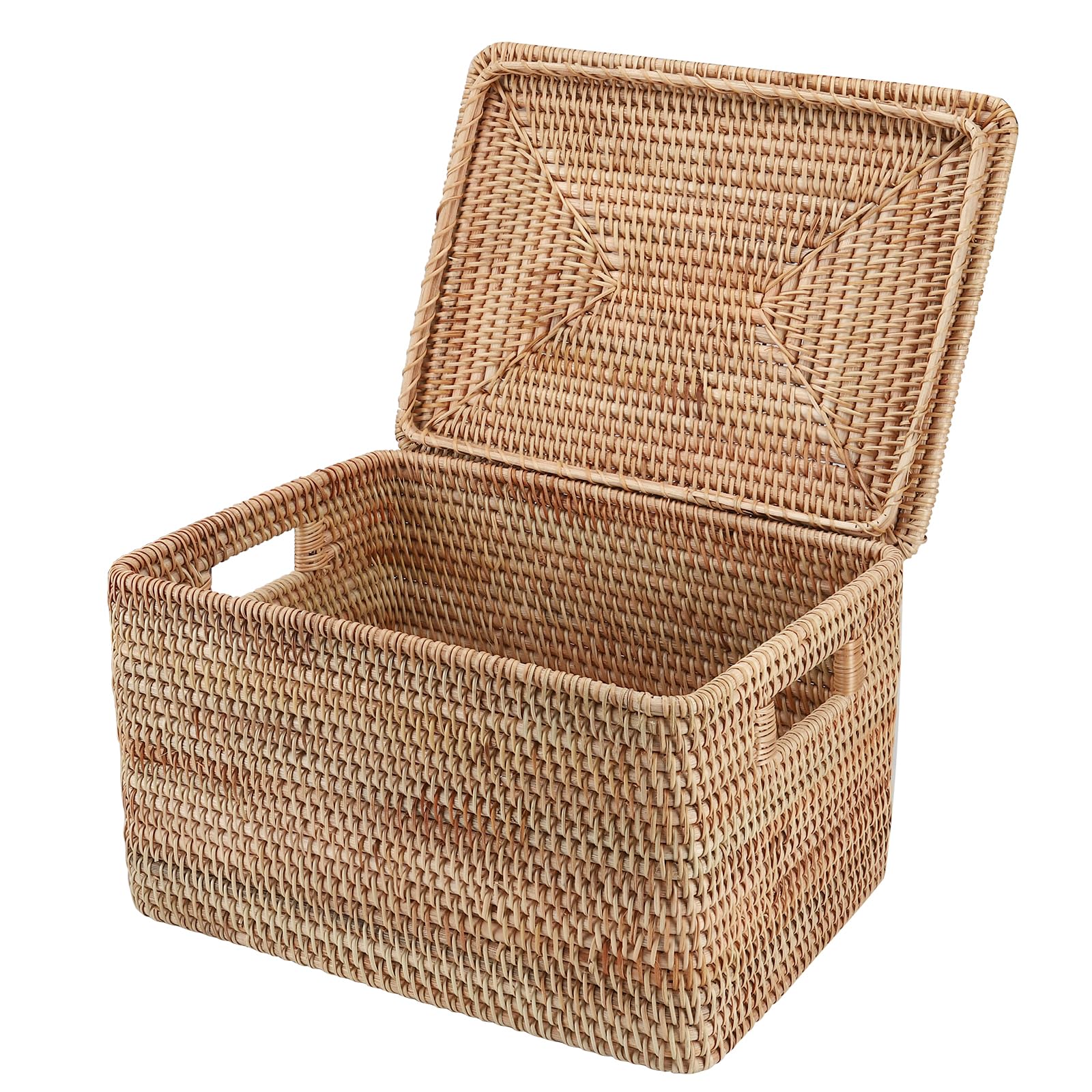 Amazon.com: FIYAMMY Rattan Basket With Lid, Large Lidded Basket For ...