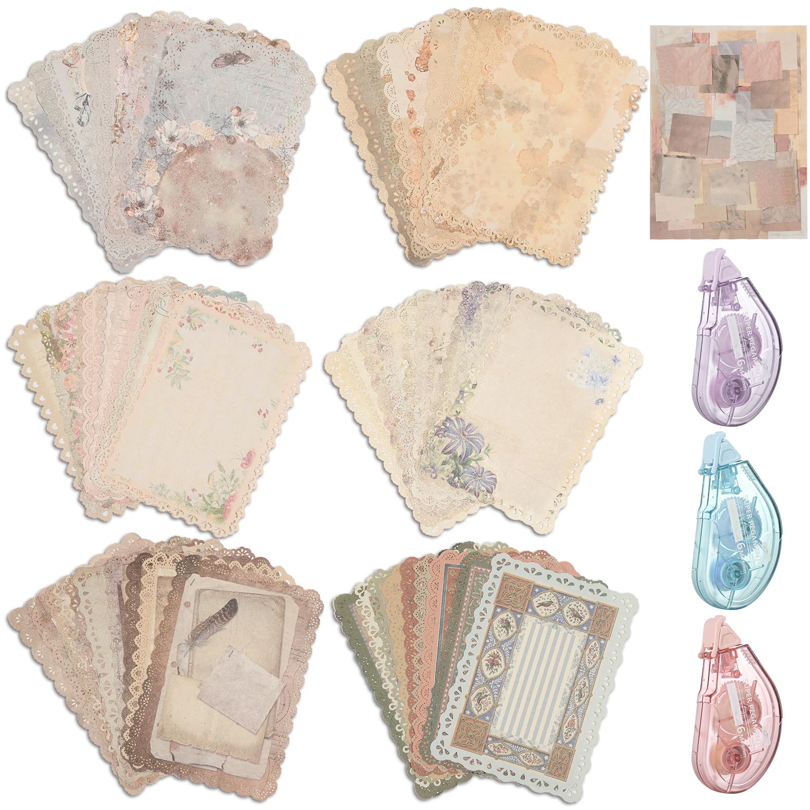 Amazon.com: Sublaga 120 Sheets Lace Edged Scrapbook Stationery Paper ...