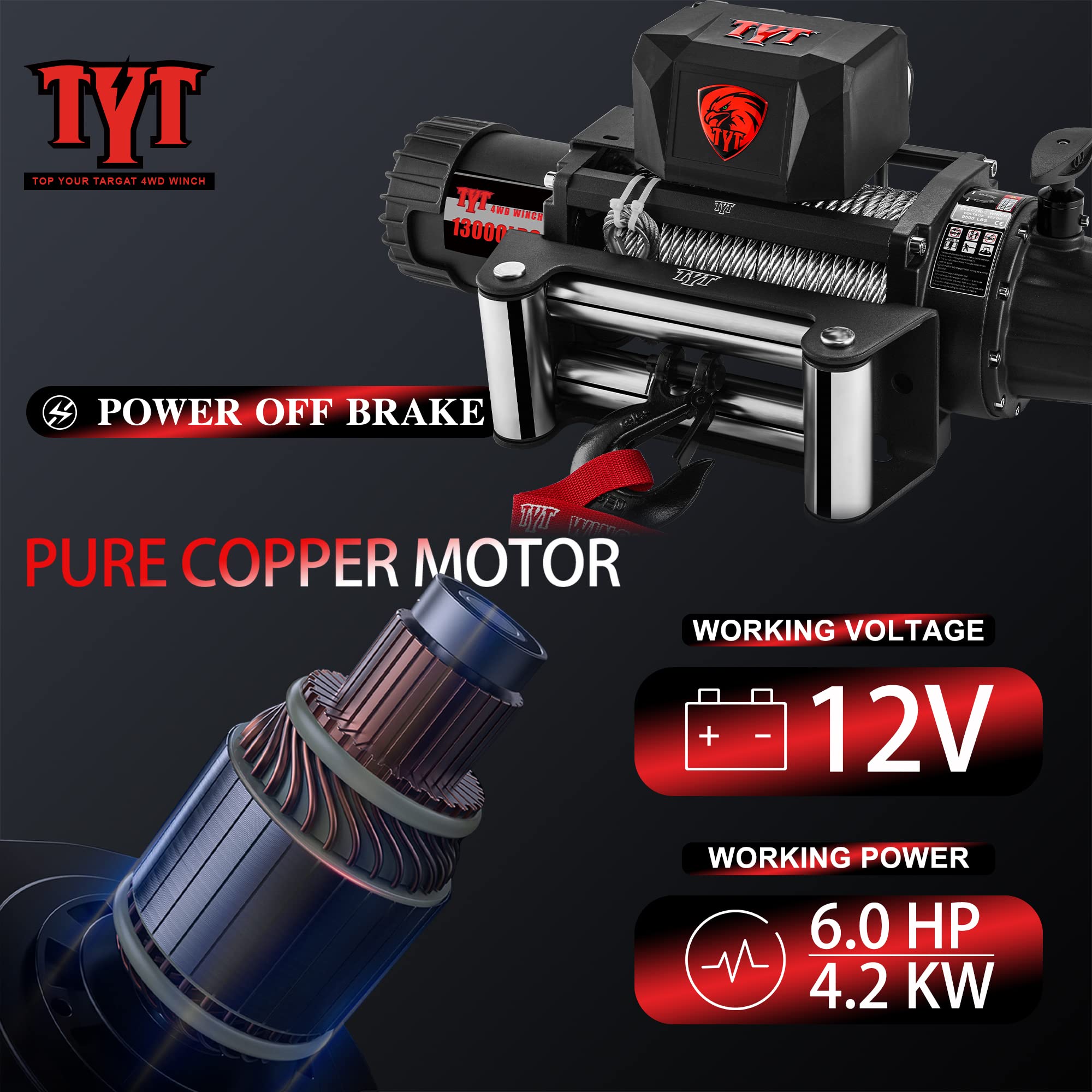 Snapklik.com : TYT T1 Series Winch 13000 Lb Advanced Load Capacity ...