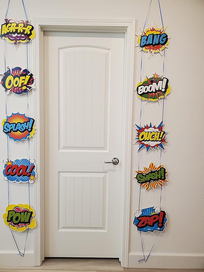 Amazon.com: COOLITOYS 10 Pcs Large Superhero Action Sign Cutouts Super ...