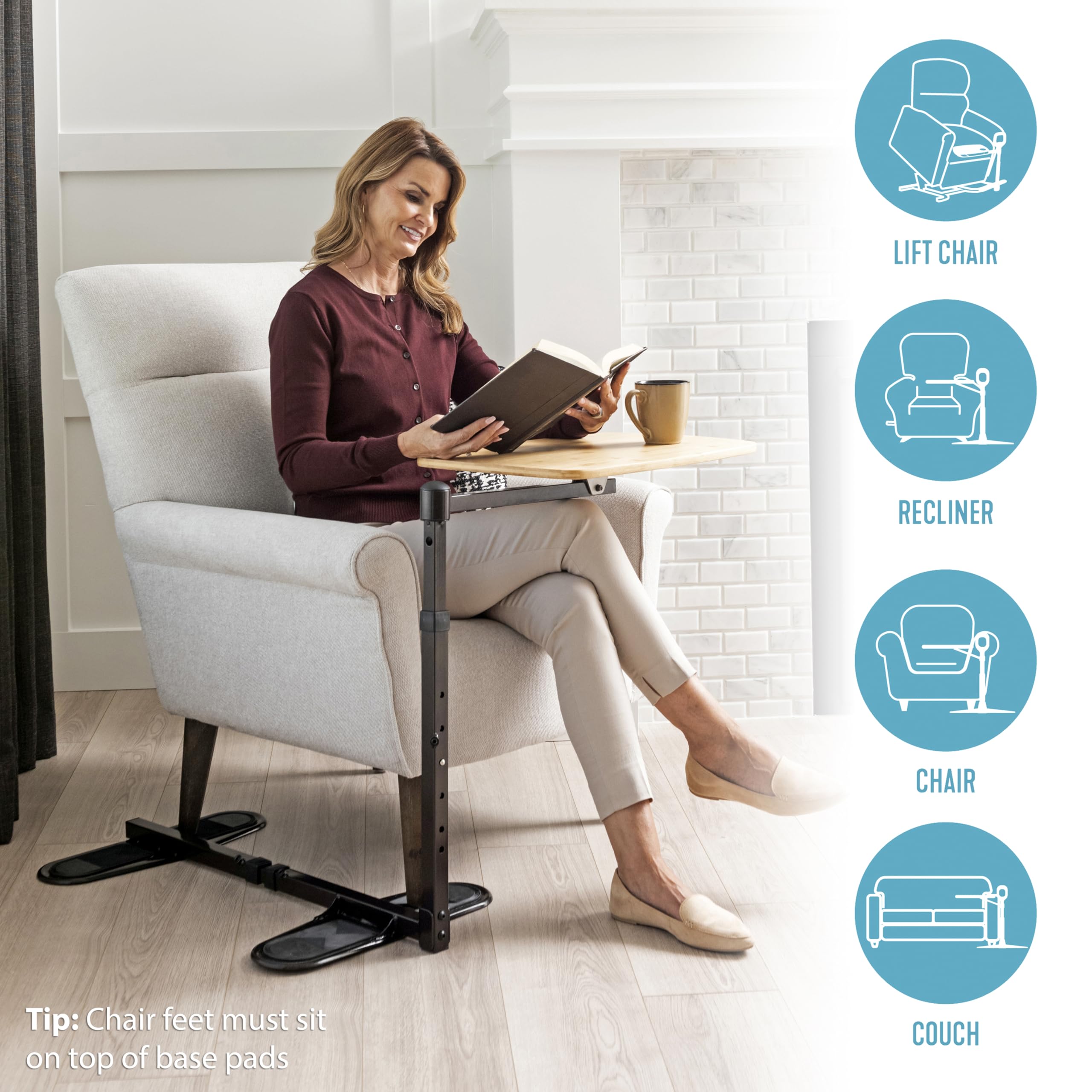 Able Life Universal Swivel TV Tray Table with Cup Holder, Adjustable ...