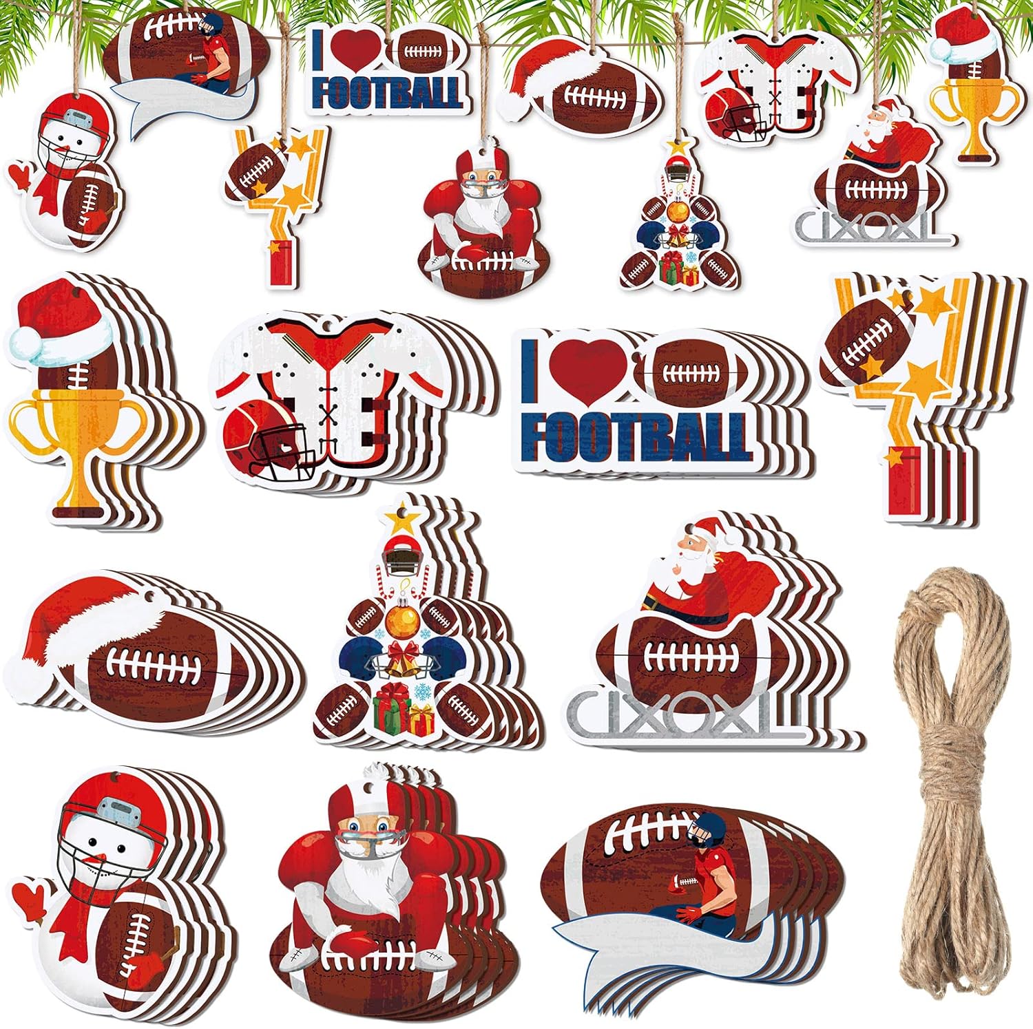 Amazon.com: 40 Pcs Football Ornaments for Christmas Tree - Coach Gift ...
