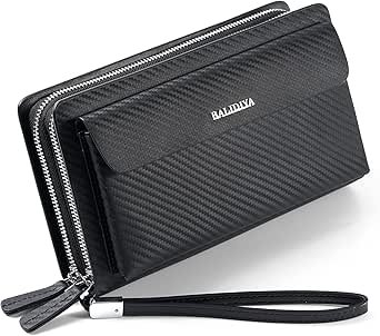Balidiya - Bolso de mano de piel para hombre, portafolios larga ...
