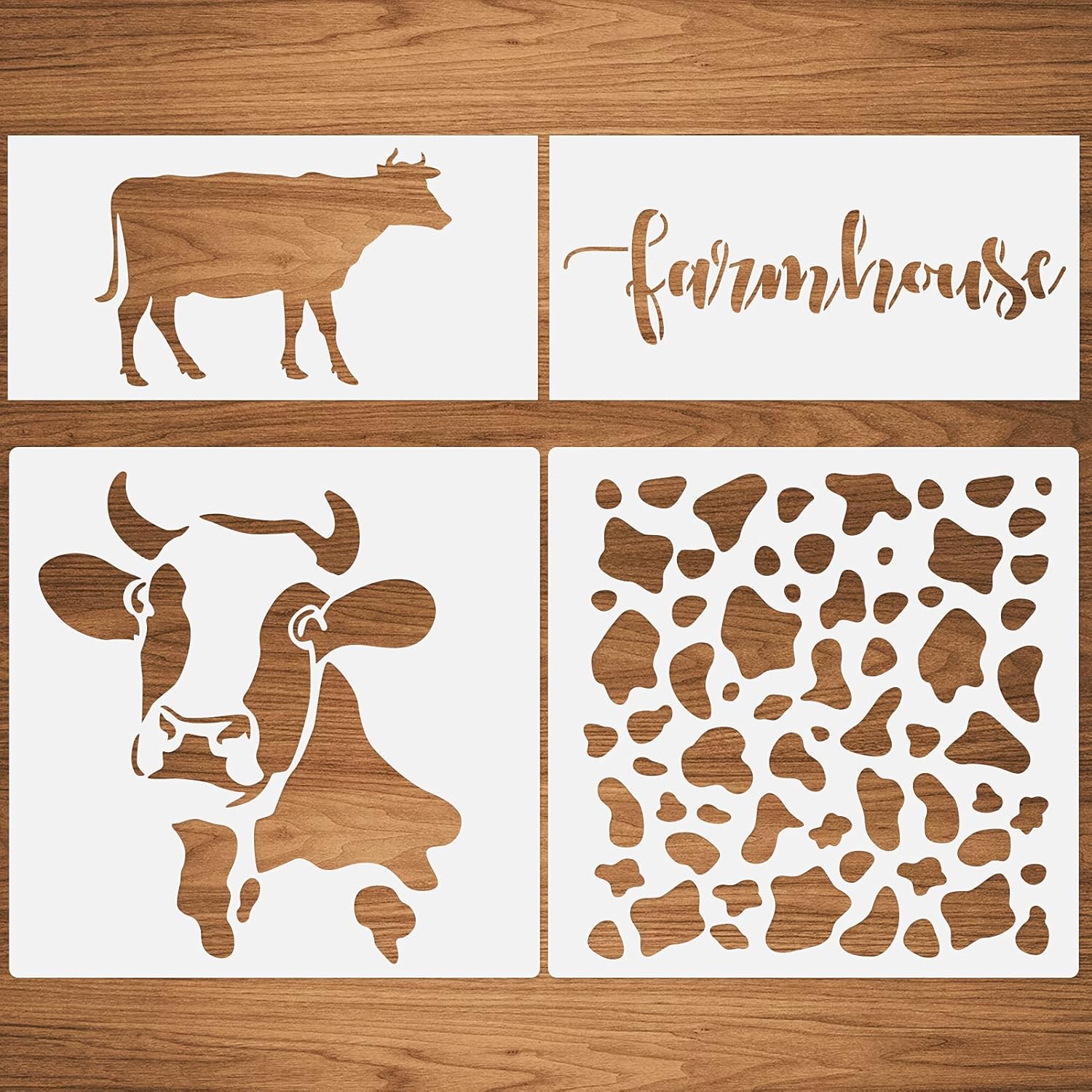 Amazon.com: Cow Stencils, 4 Pcs Farm Cow Print Rustic Farmhouse ...