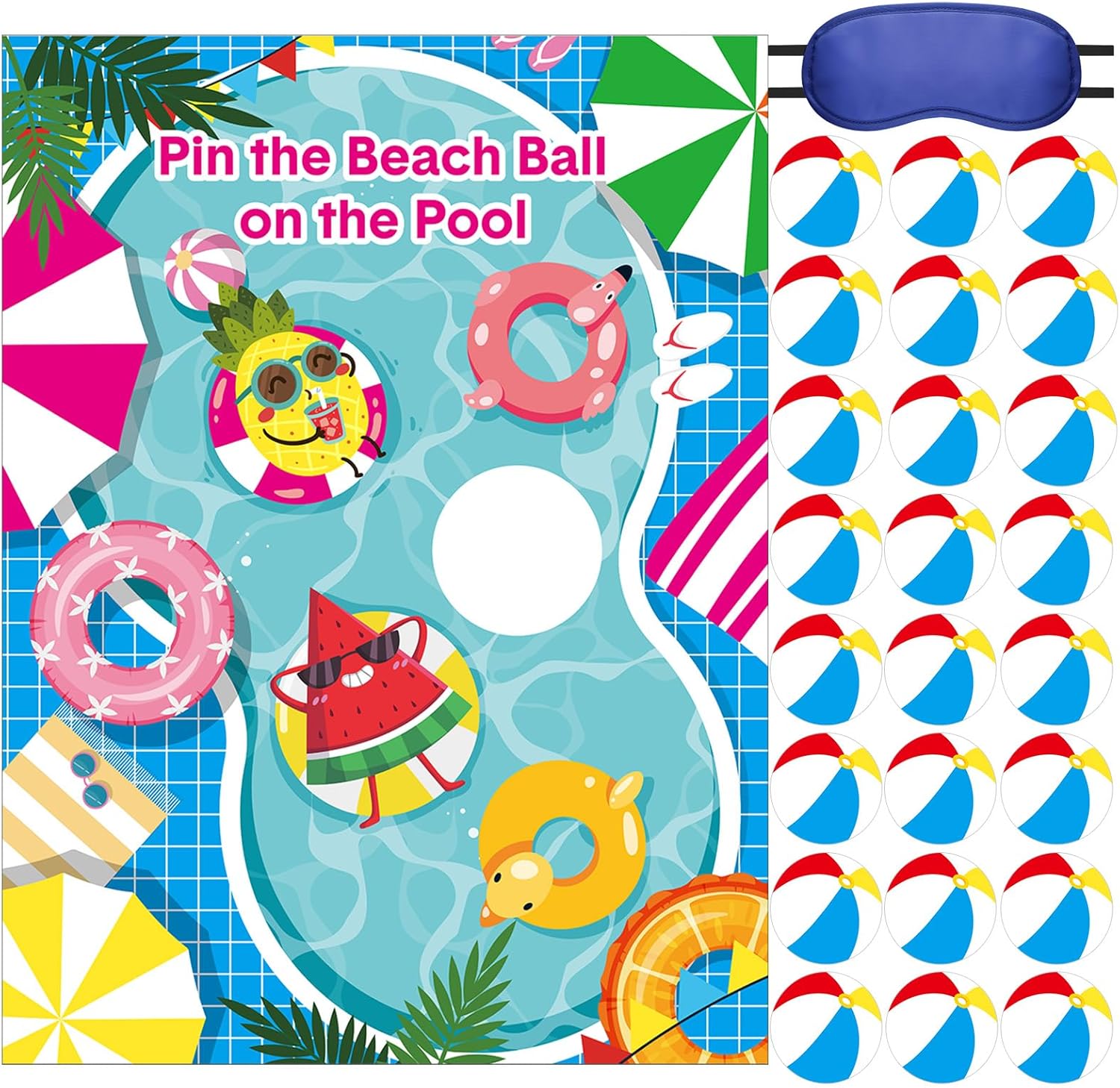 Amazon.com: Chinco 38 Pieces Summer Pool Party Games Pin the Beach Ball ...
