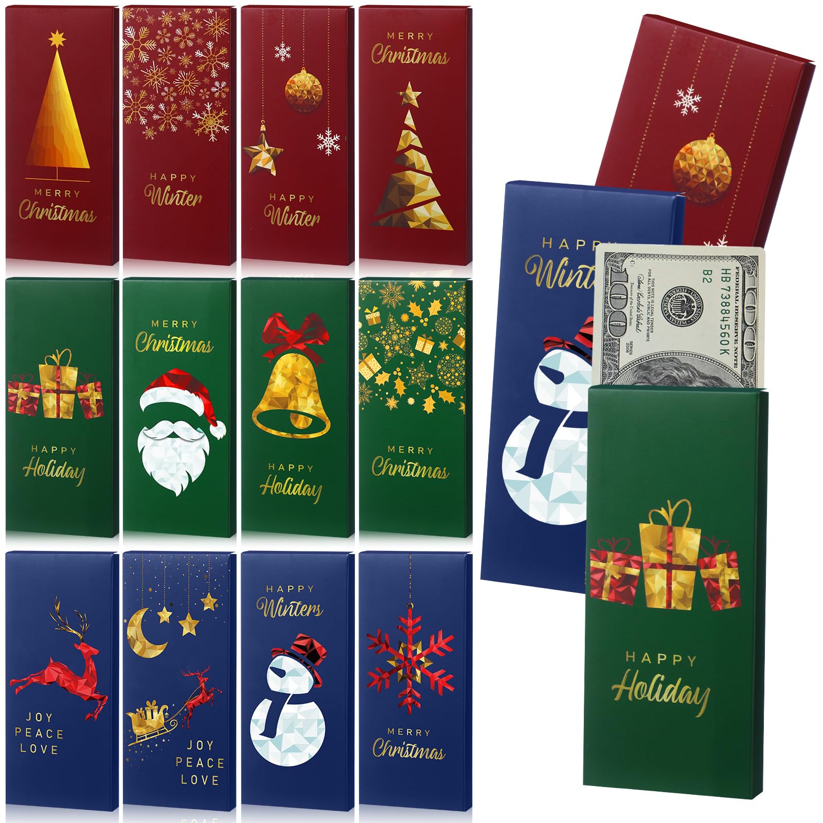 Amazon.com: Zhanmai 24 Pcs Christmas Gift Card Holders Box Foil ...