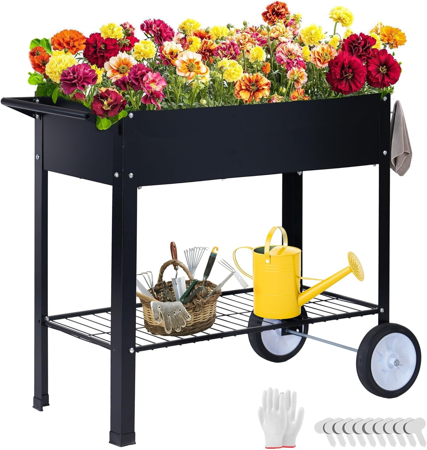 SogesHome Raised Planter Box with Wheels Outdoor Elevated Raised Garden ...