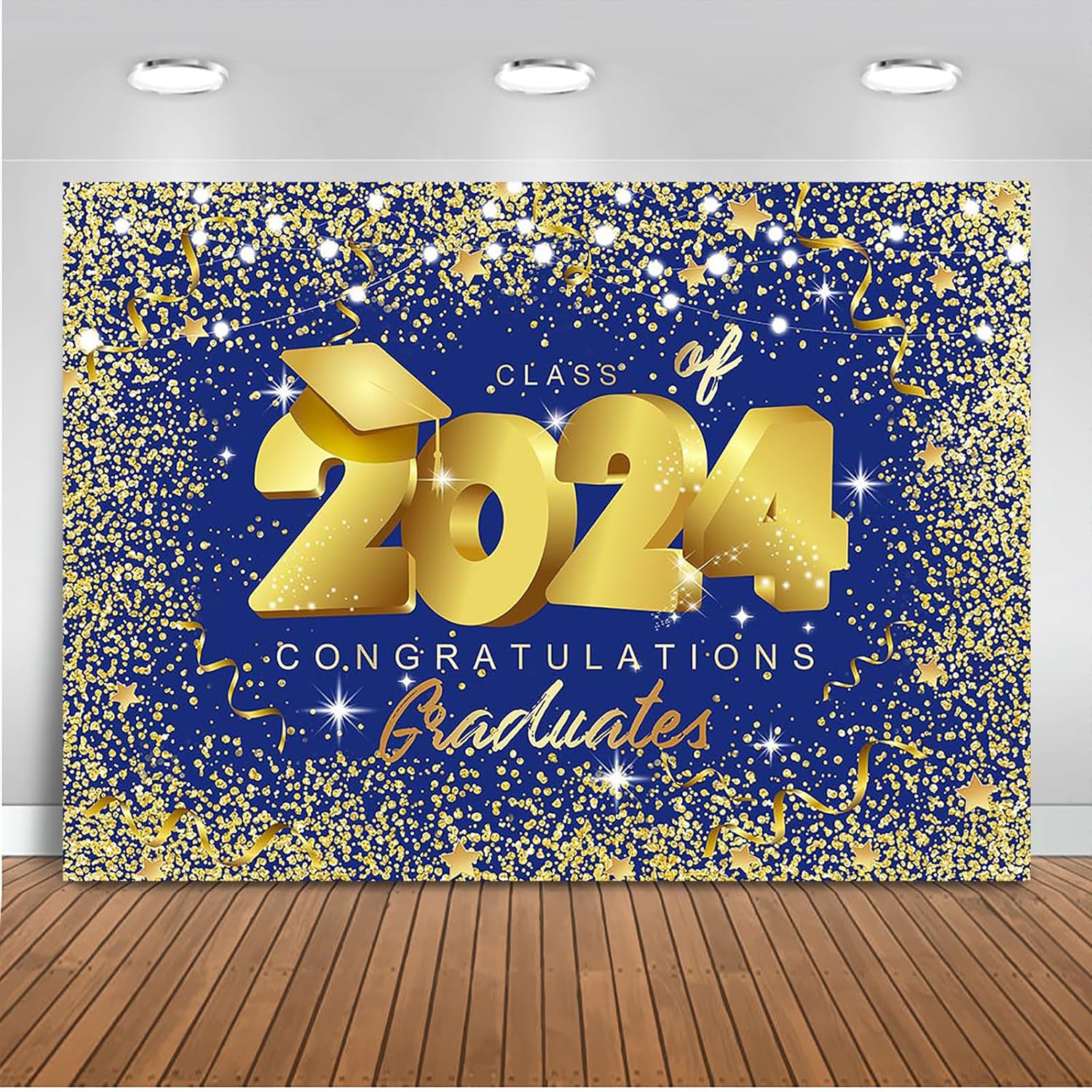 Amazon.com: Mocsicka Class of 2024 Backdrop Royal Blue and Gold Glitter ...